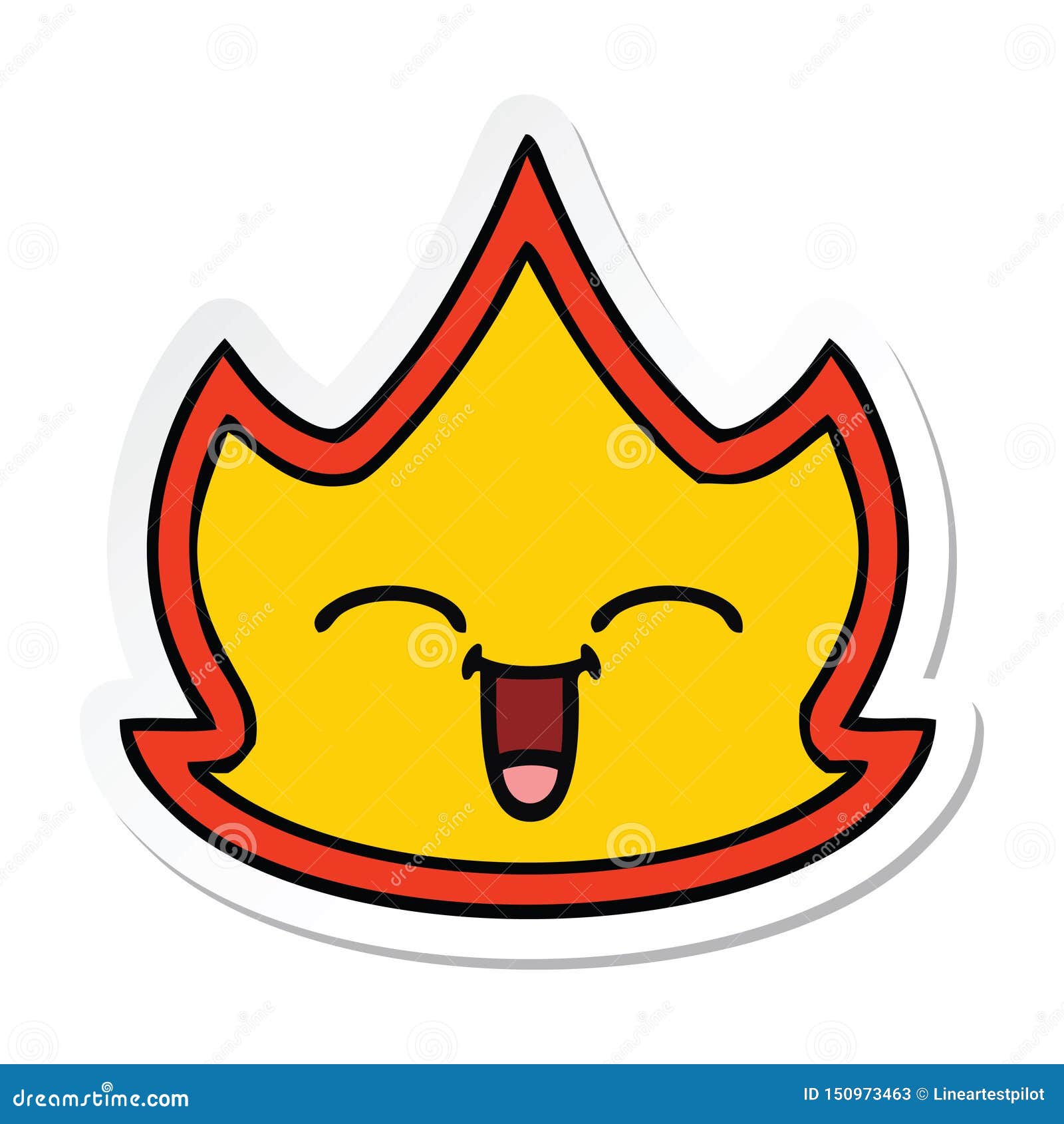 A Creative Sticker of a Cute Cartoon Fire Stock Vector - Illustration ...