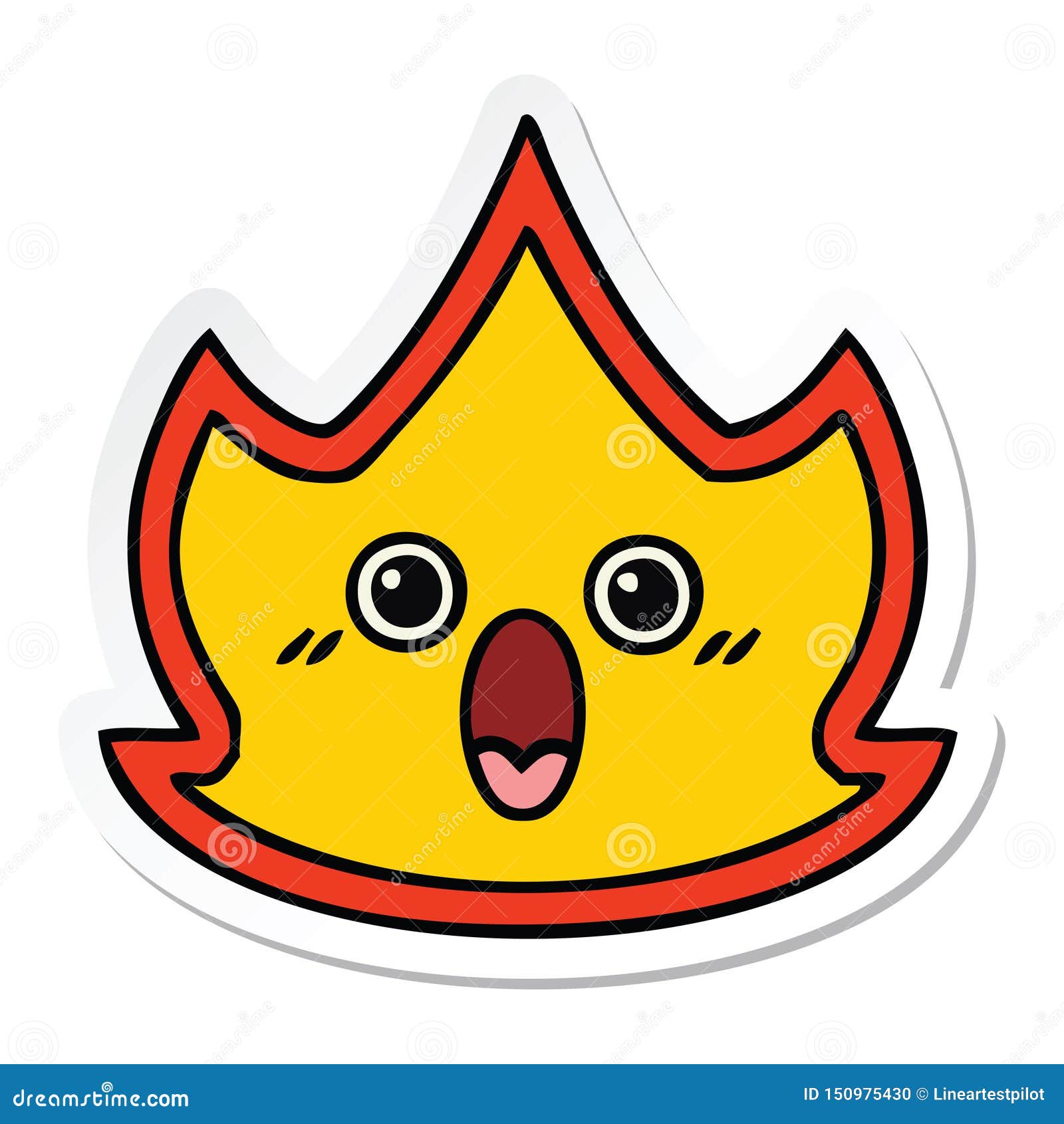 A Creative Sticker of a Cute Cartoon Fire Stock Vector - Illustration ...