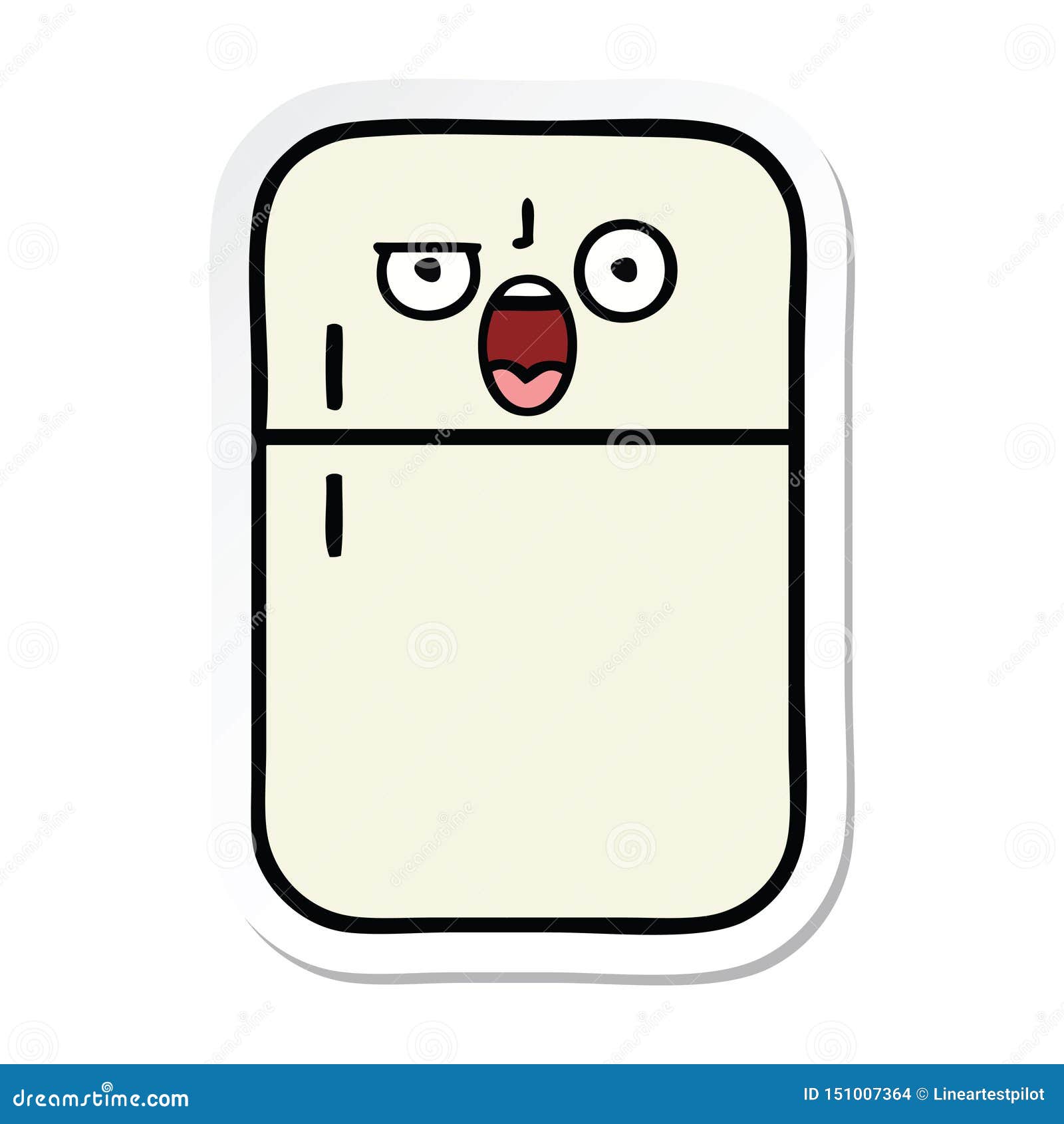 A Creative Sticker of a Cute Cartoon Fridge Freezer Stock Vector ...