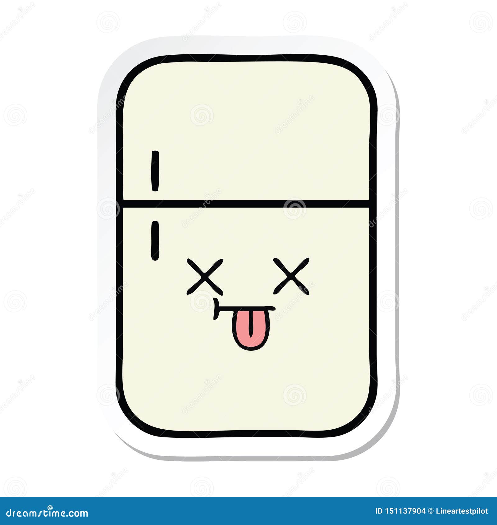 A Creative Sticker of a Cute Cartoon Fridge Freezer Stock Vector ...