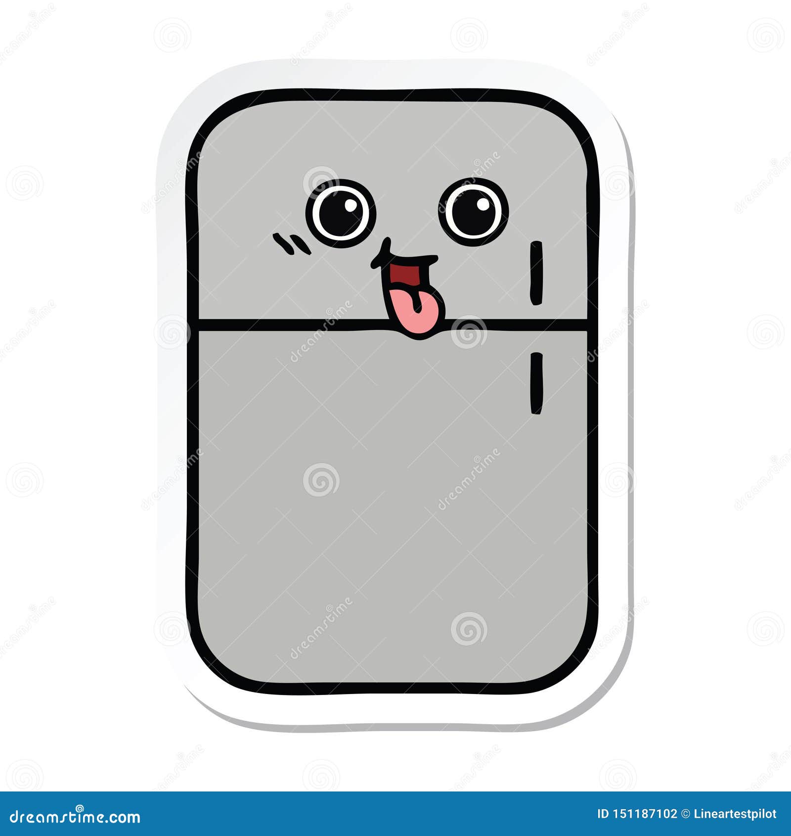 A Creative Sticker of a Cute Cartoon Fridge Freezer Stock Vector ...