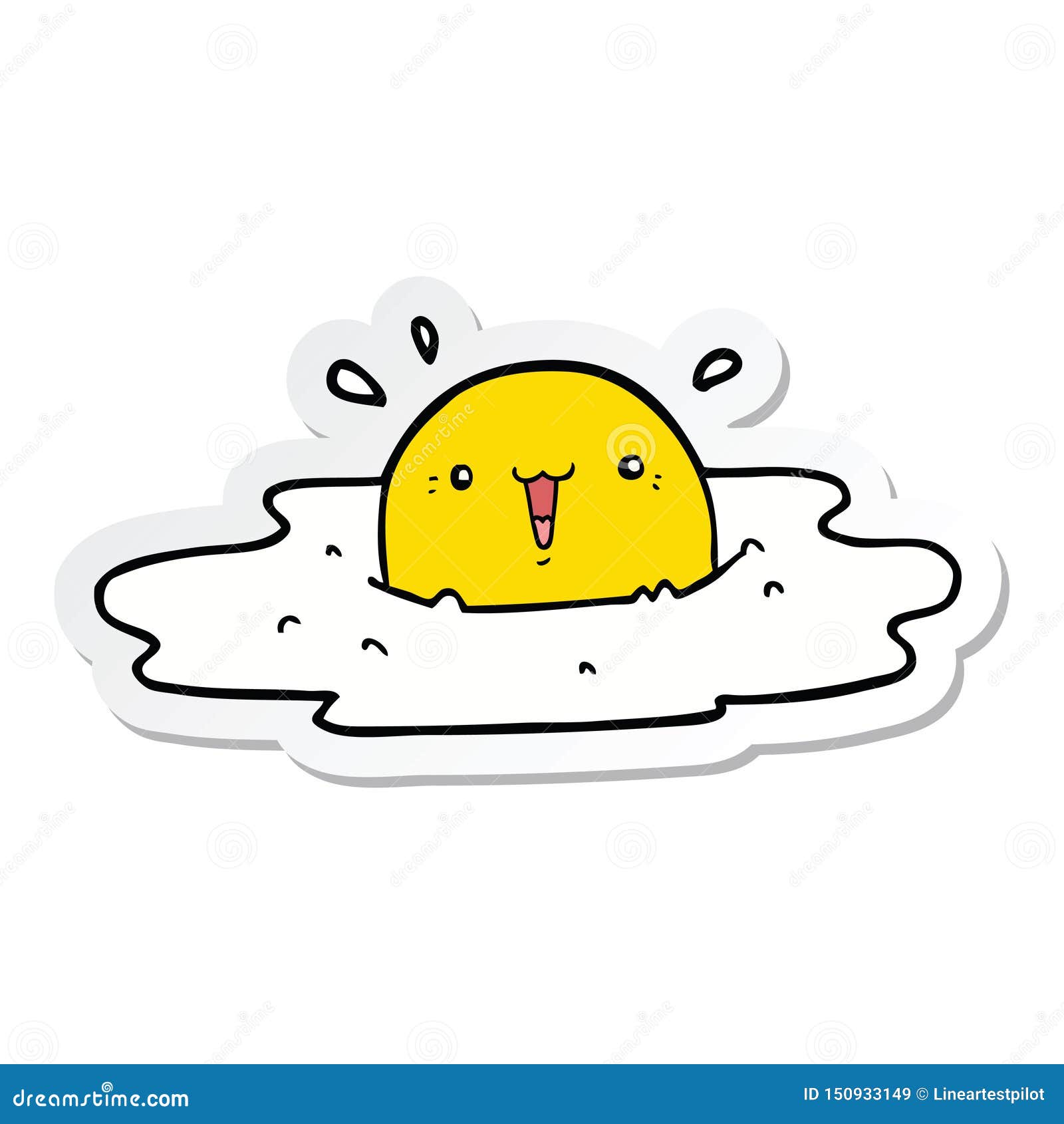 A Creative Sticker of a Cute Cartoon Fried Egg Stock Vector ...