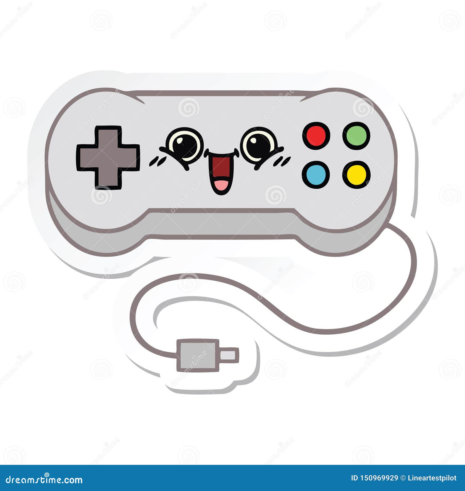 A Creative Sticker of a Cute Cartoon Game Controller Stock Vector ...