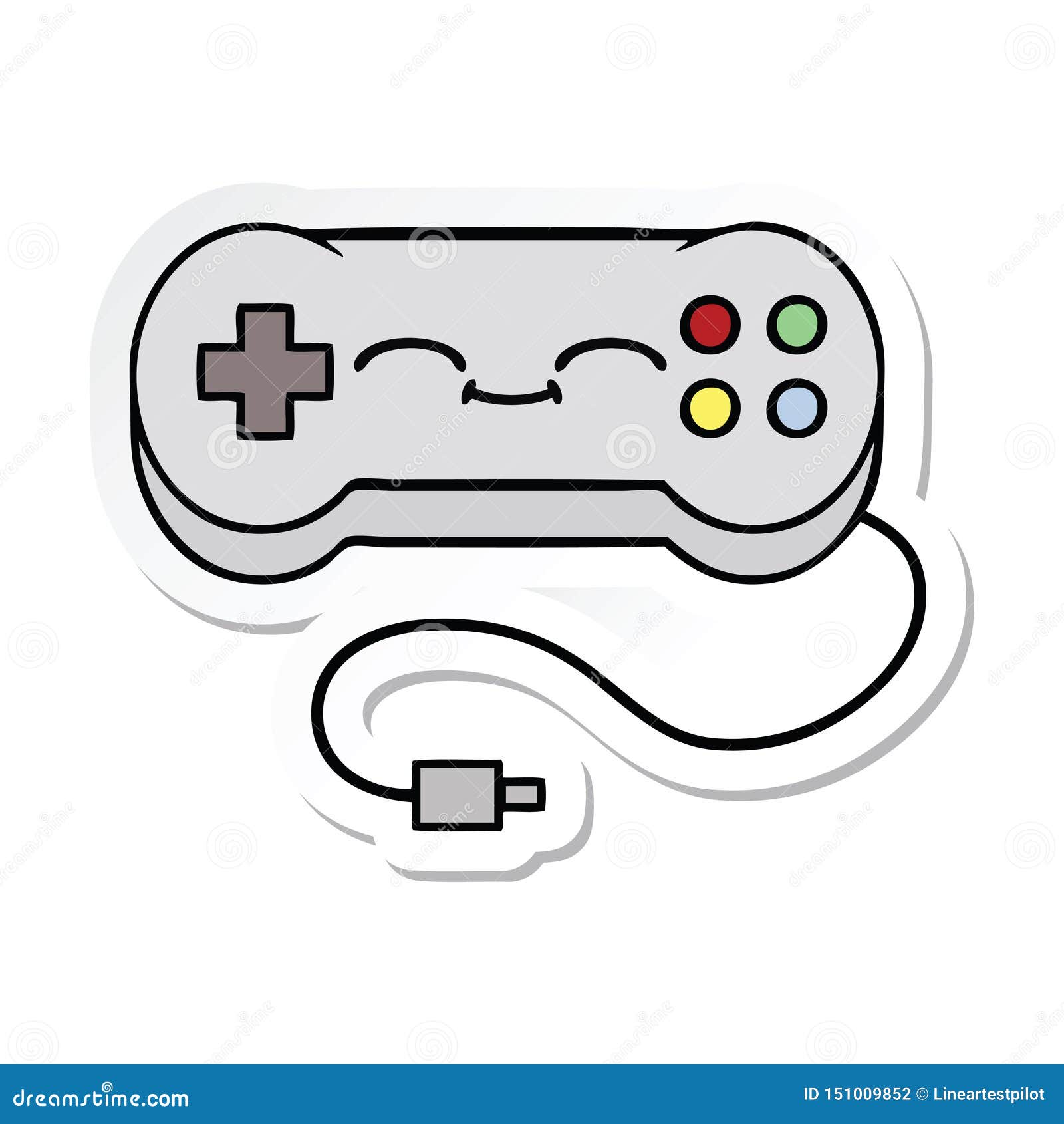 A Creative Sticker of a Cute Cartoon Game Controller Stock Vector ...