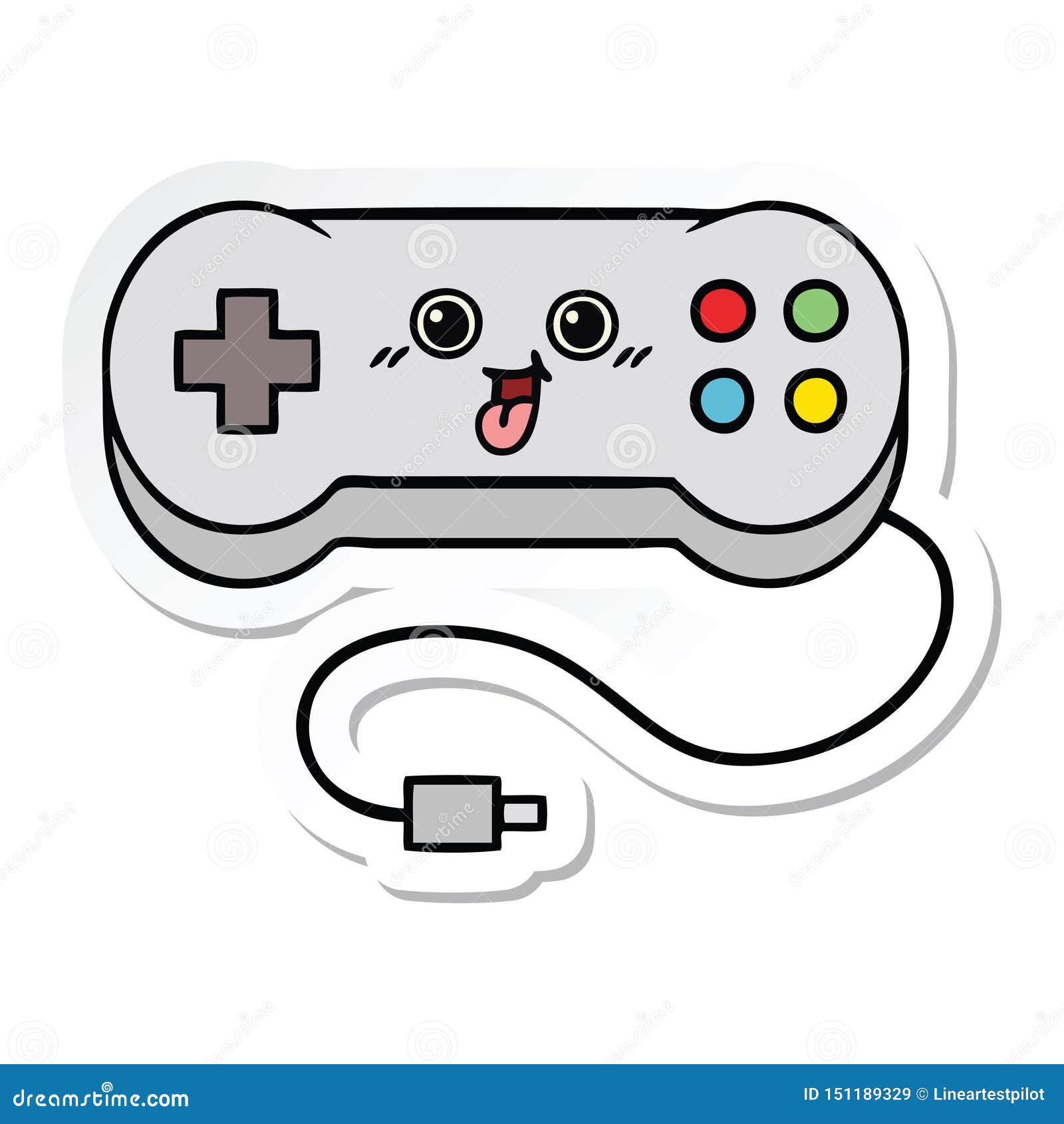 A Creative Sticker of a Cute Cartoon Game Controller Stock Vector ...