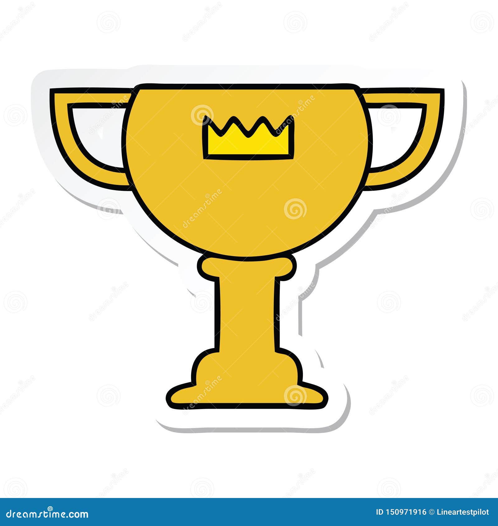 A Creative Sticker of a Cute Cartoon Gold Cup Stock Vector ...