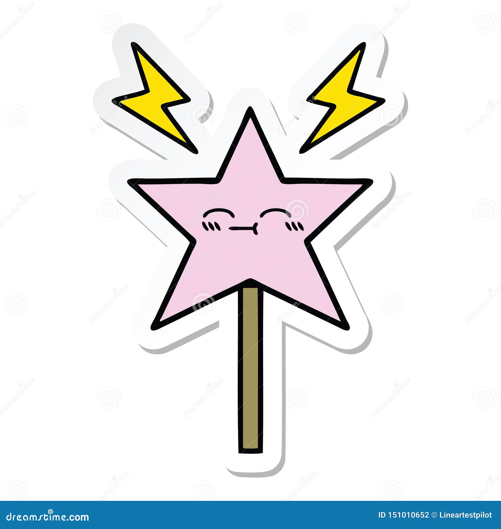 A Creative Sticker of a Cute Cartoon Magic Wand Stock Vector ...