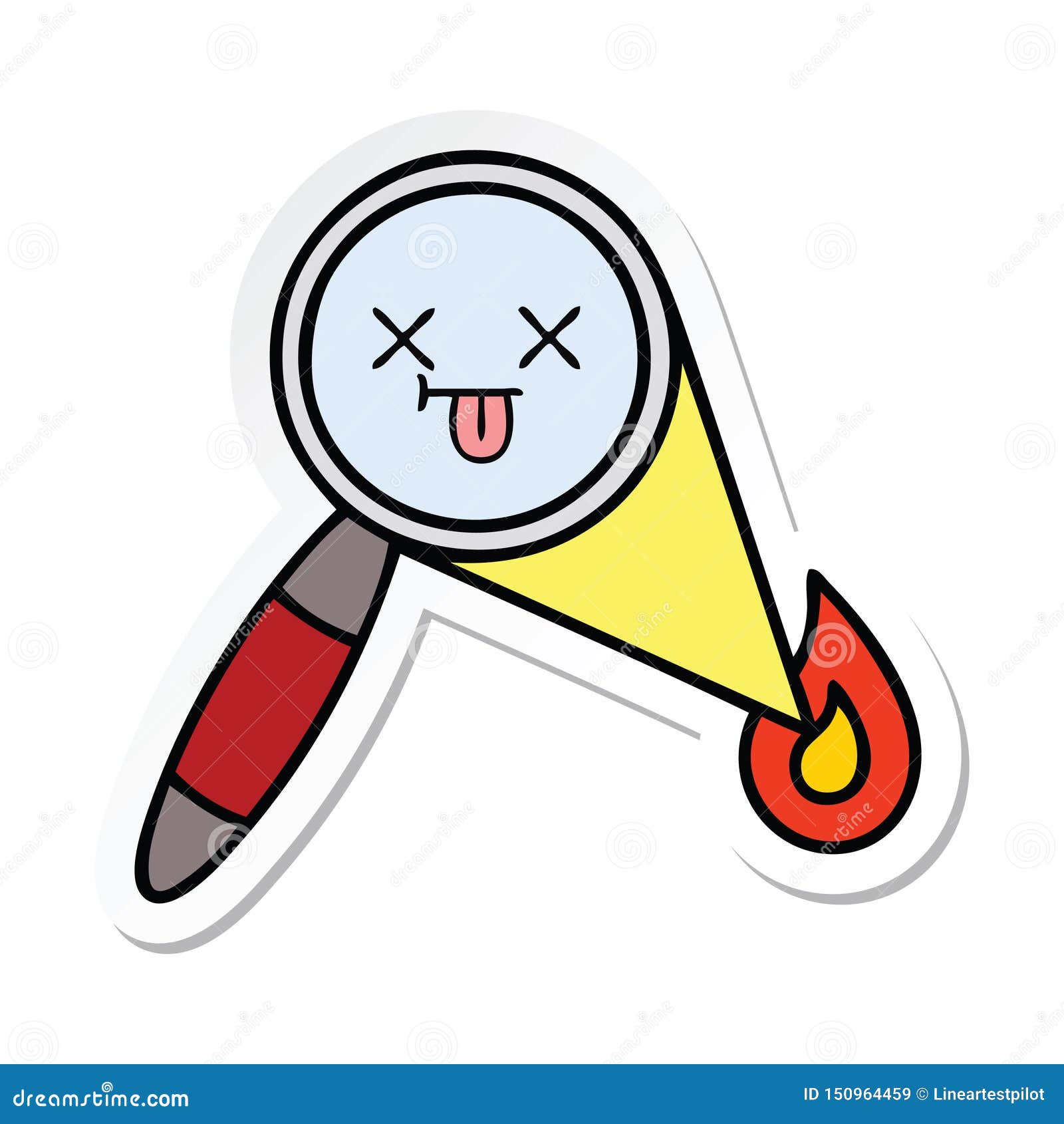 A Creative Sticker of a Cute Cartoon Magnifying Glass Stock Vector ...