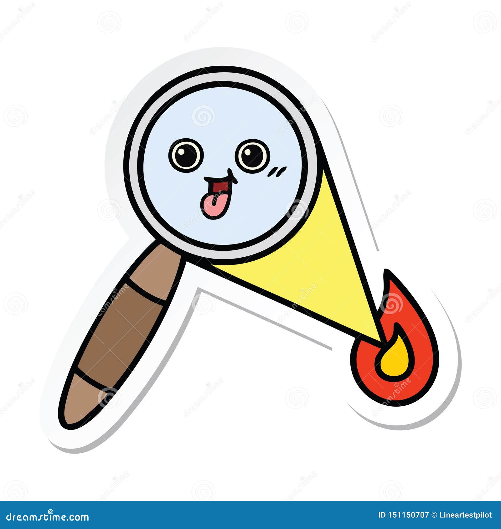 A Creative Sticker of a Cute Cartoon Magnifying Glass Stock Vector ...