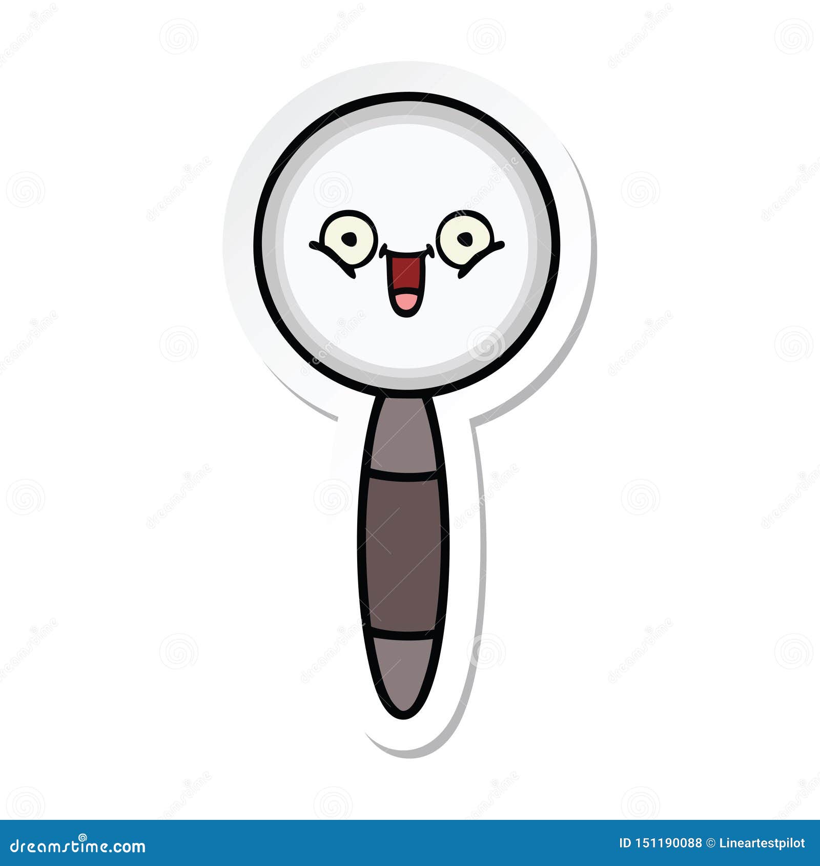 A Creative Sticker of a Cute Cartoon Magnifying Glass Stock Vector ...