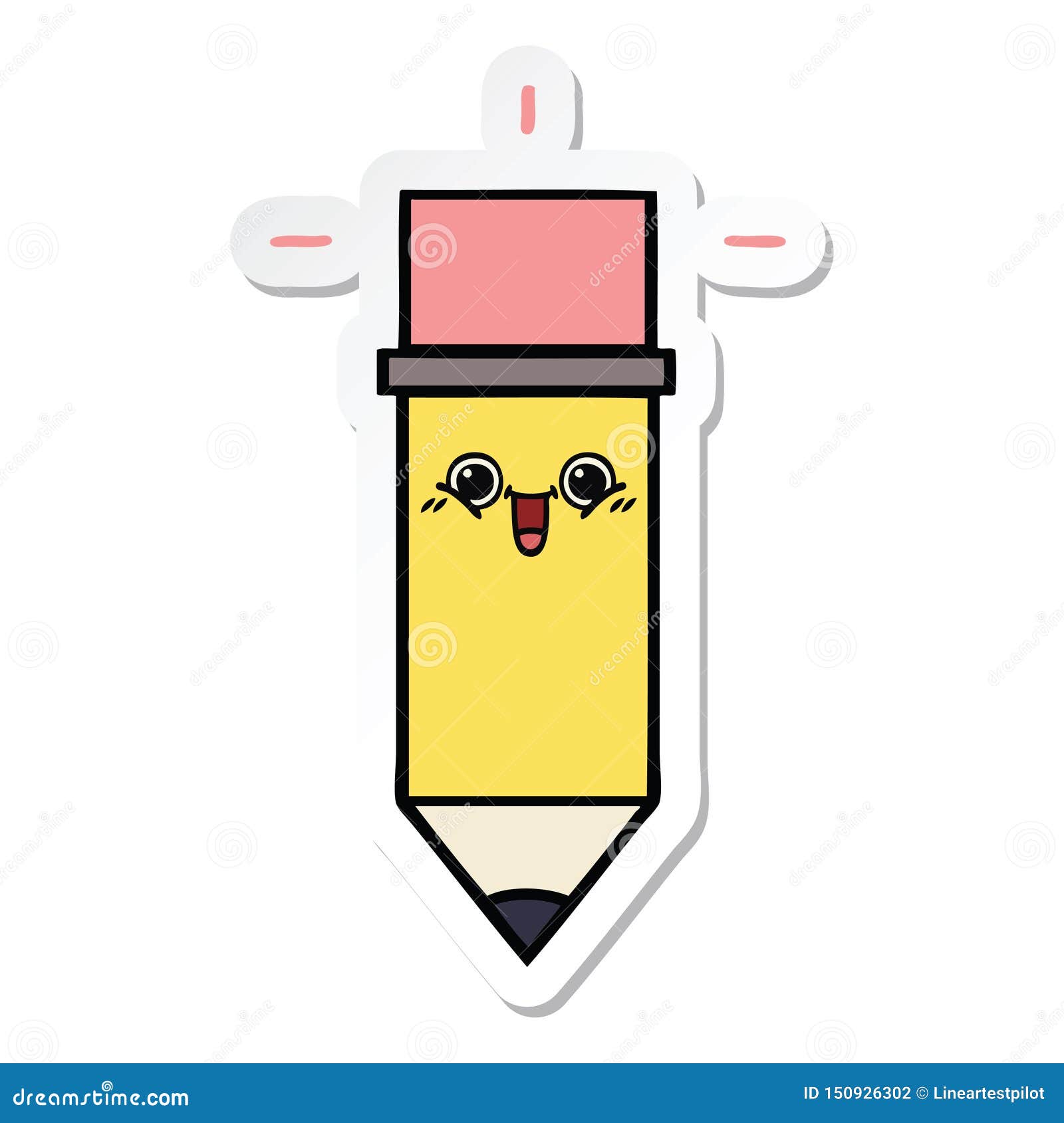 A Creative Sticker of a Cute Cartoon Pencil Stock Vector - Illustration ...