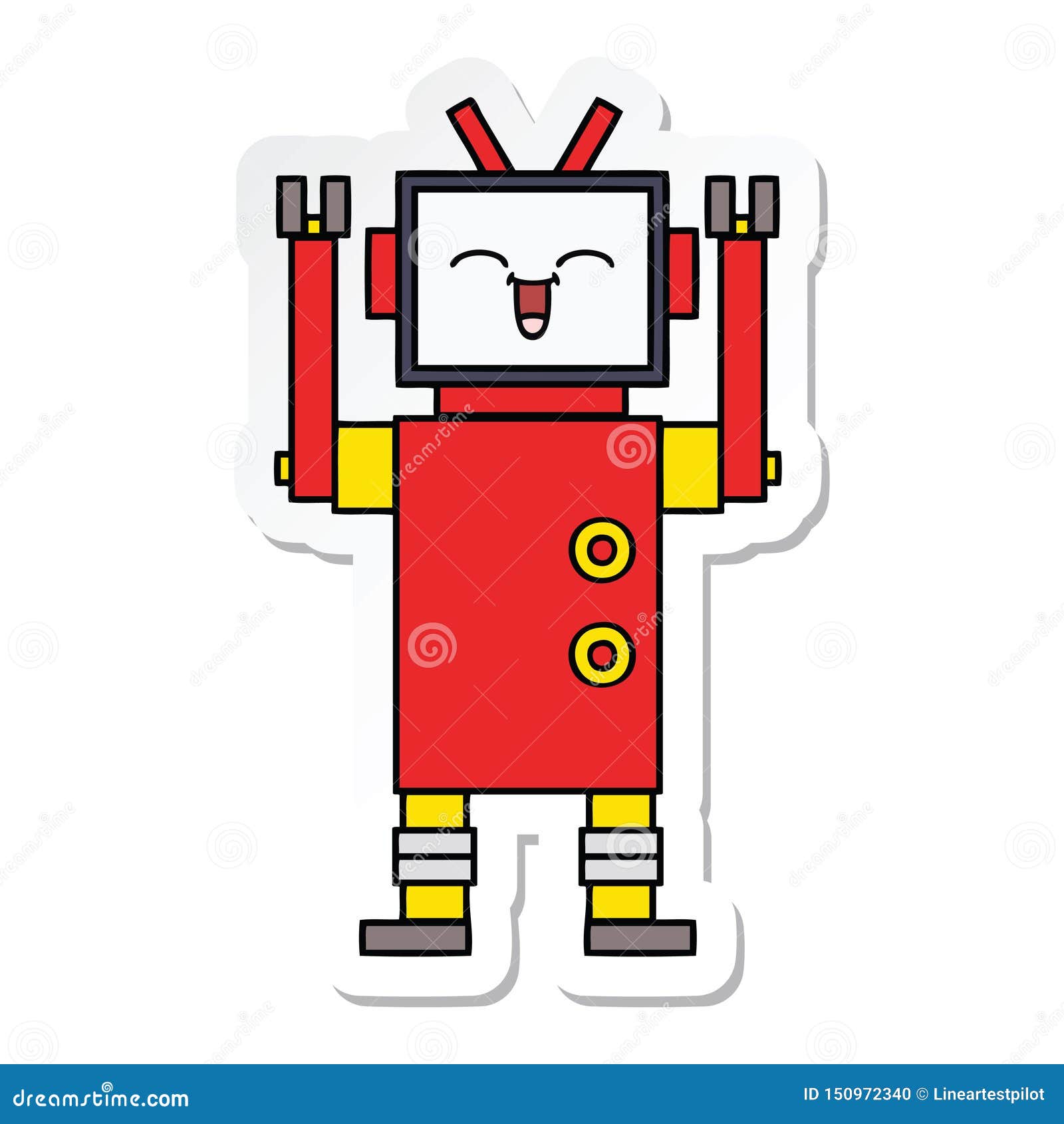 A Creative Sticker of a Cute Cartoon Robot Stock Vector - Illustration ...