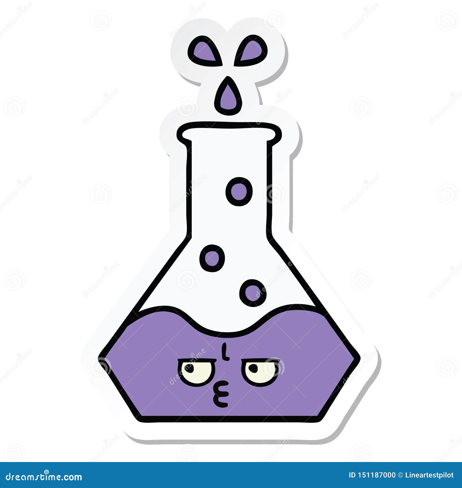 A Creative Sticker of a Cute Cartoon Science Beaker Stock Vector ...
