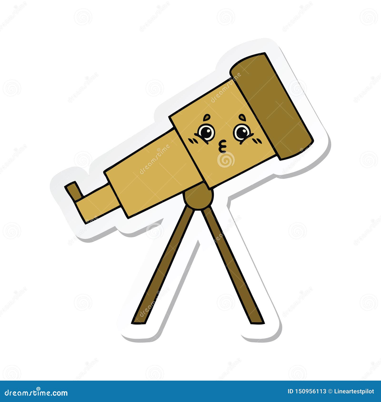 A Creative Sticker of a Cute Cartoon Telescope Stock Vector ...