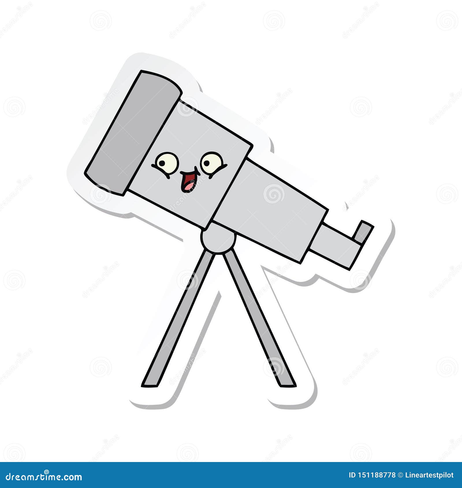 A Creative Sticker of a Cute Cartoon Telescope Stock Vector ...