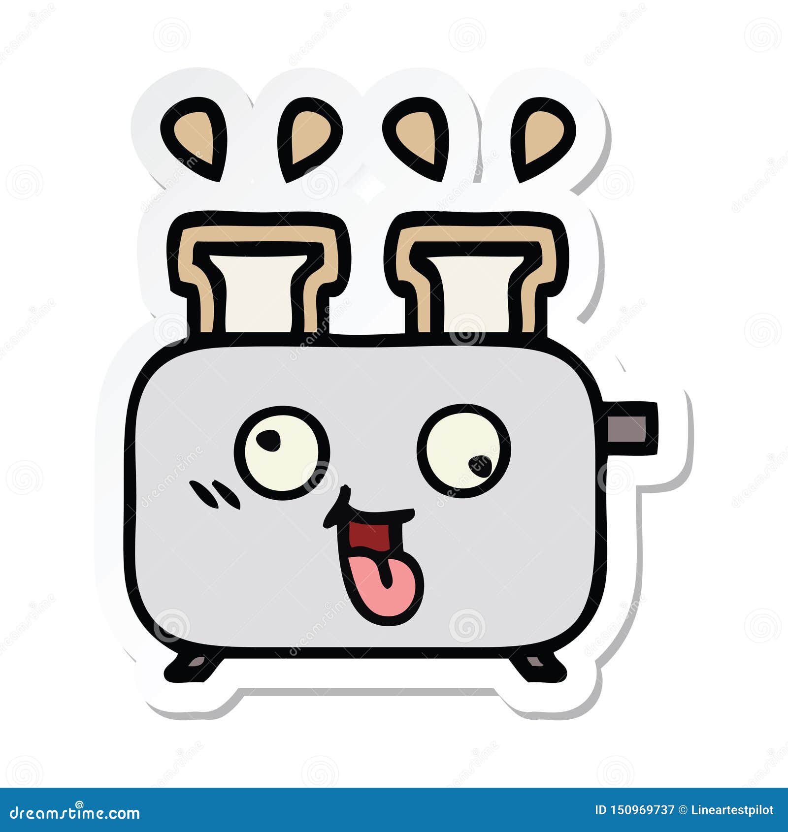 A Creative Sticker of a Cute Cartoon of a Toaster Stock Vector ...