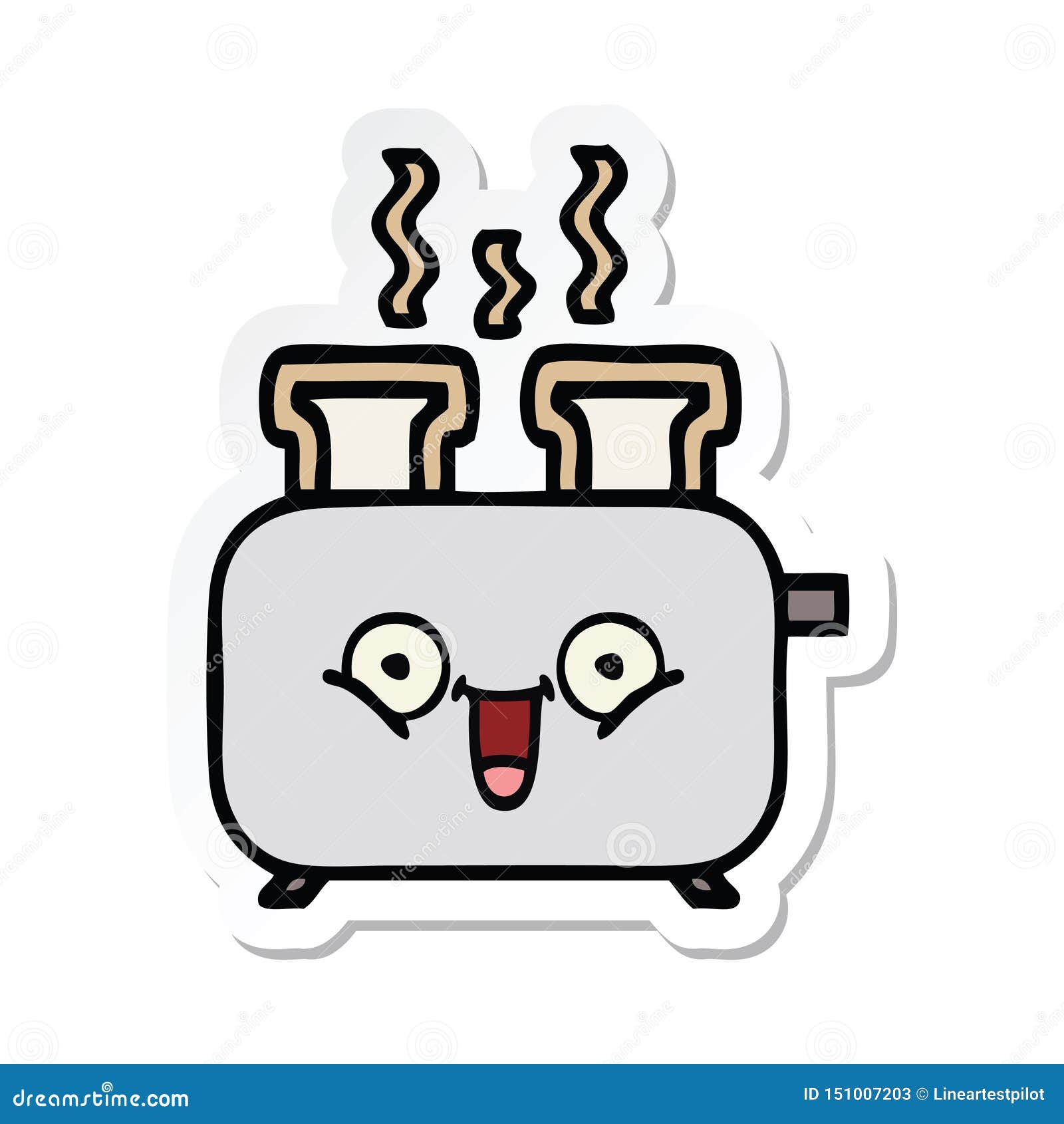 A Creative Sticker of a Cute Cartoon of a Toaster Stock Vector ...