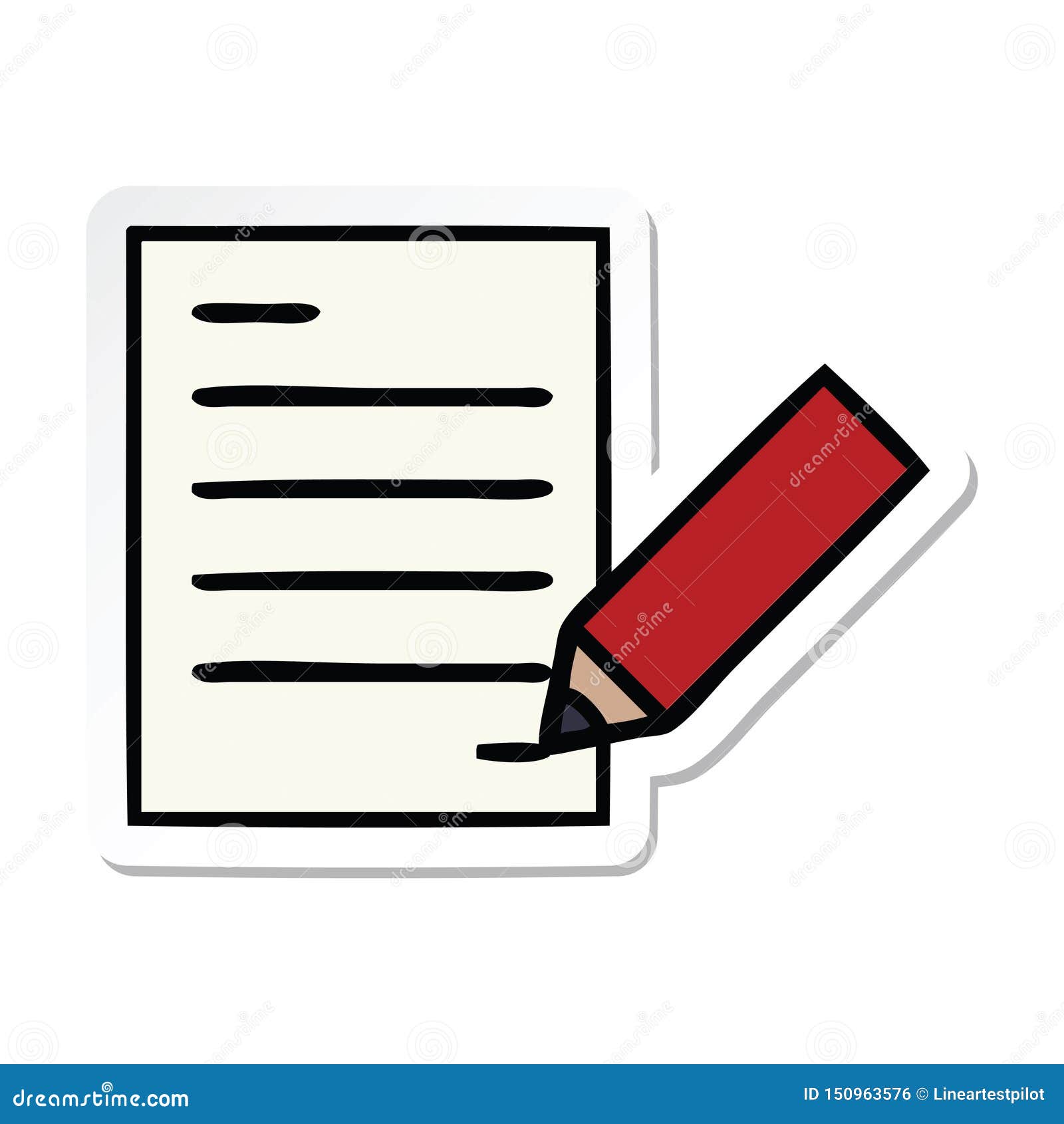 A Creative Sticker of a Cute Cartoon of Writing a Document Stock Vector ...