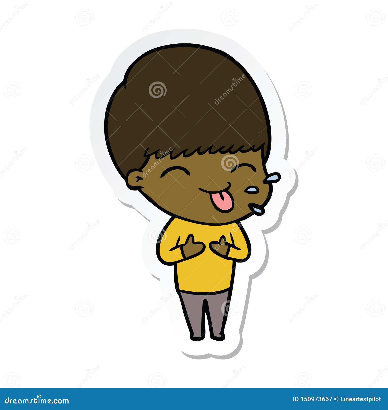 A Creative Sticker of a Funny Cartoon Boy Stock Vector - Illustration ...