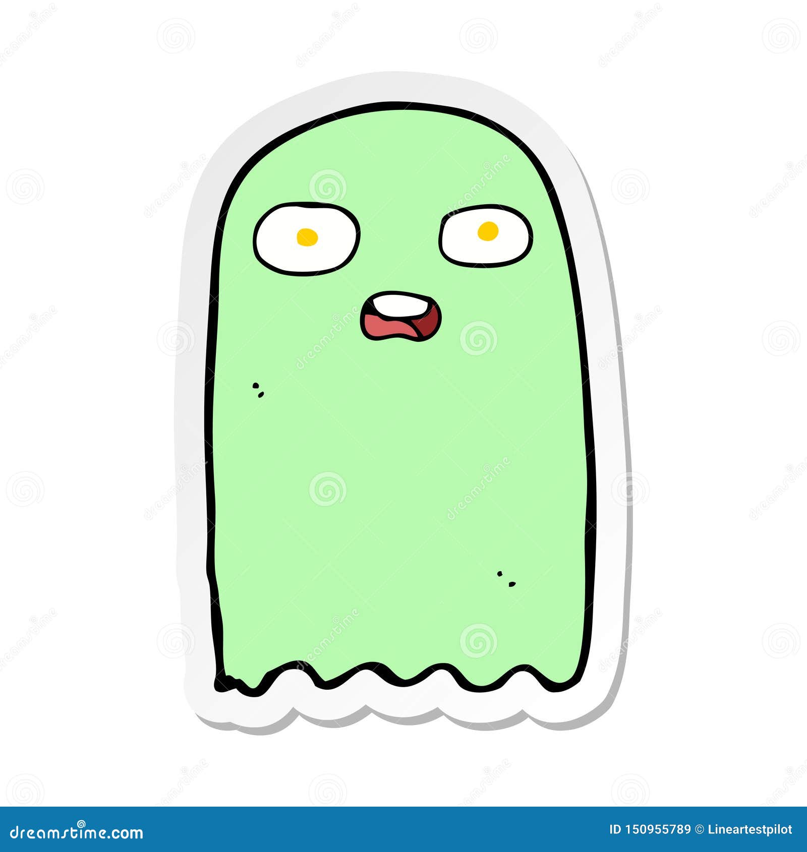 A Creative Sticker of a Funny Cartoon Ghost Stock Vector - Illustration ...