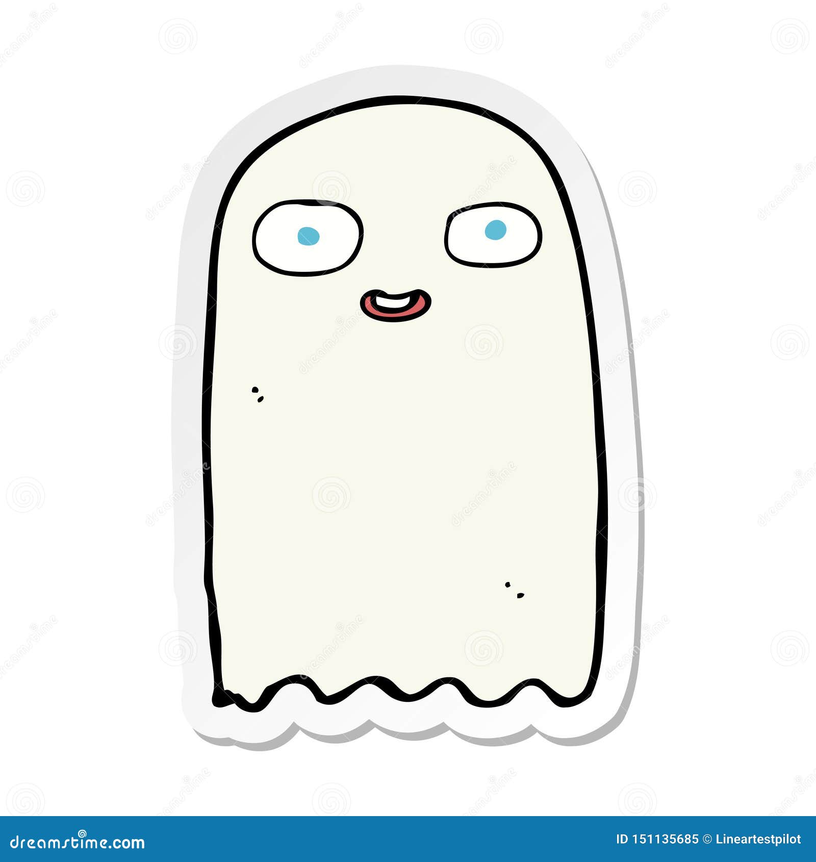 A Creative Sticker of a Funny Cartoon Ghost Stock Vector - Illustration ...
