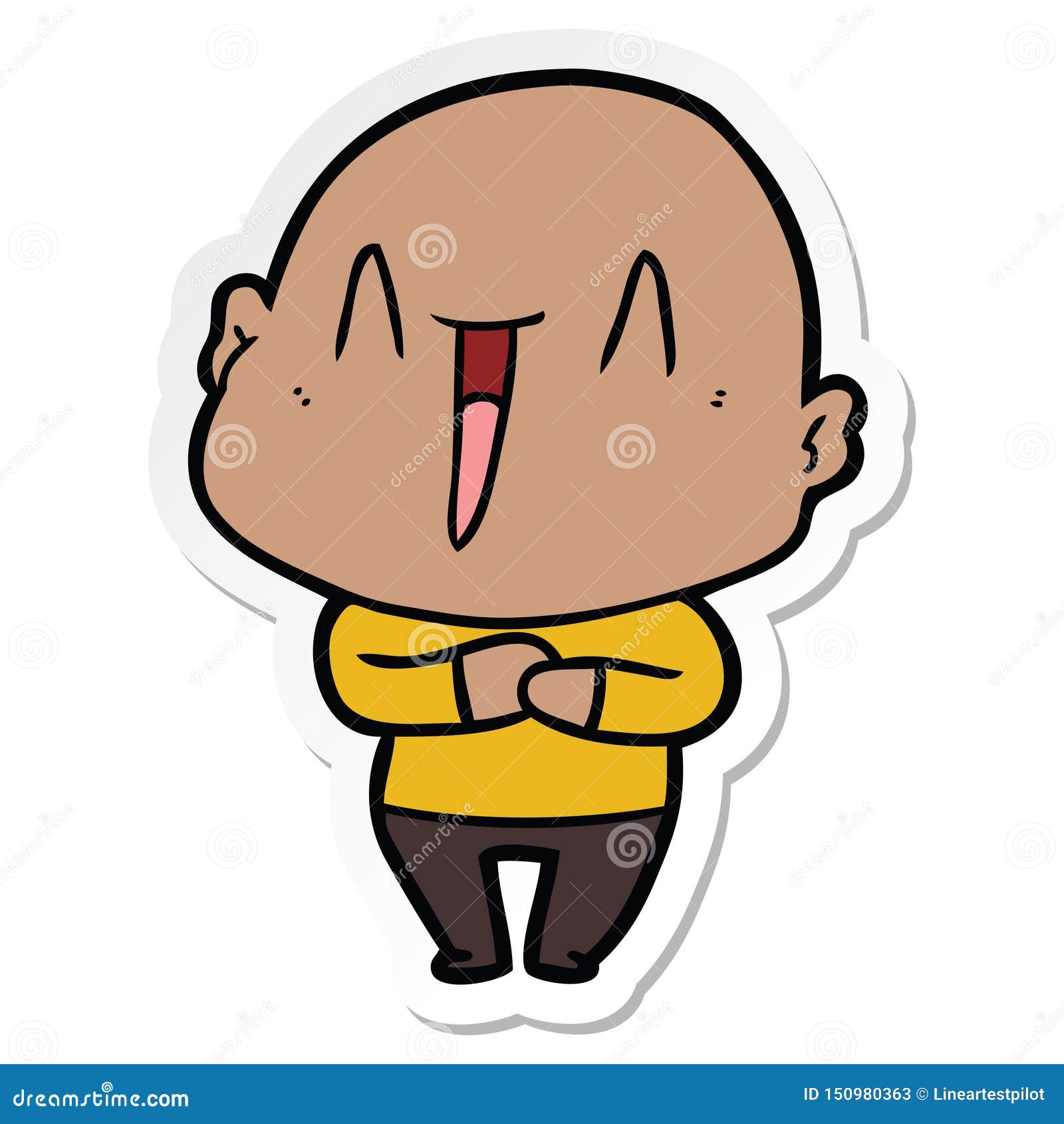 A Creative Sticker of a Happy Cartoon Bald Man Stock Vector ...