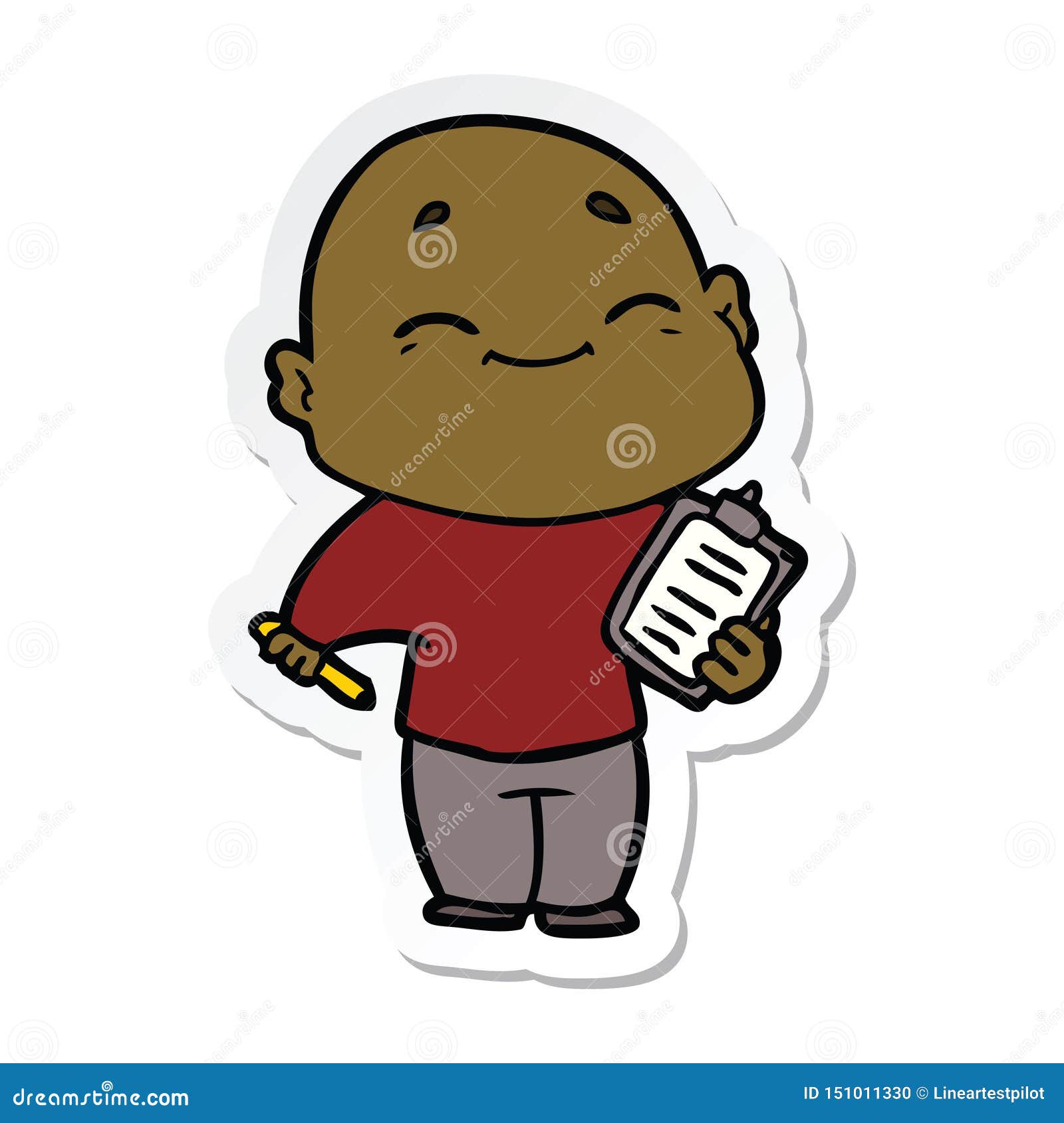 A Creative Sticker of a Happy Cartoon Bald Man Stock Vector ...