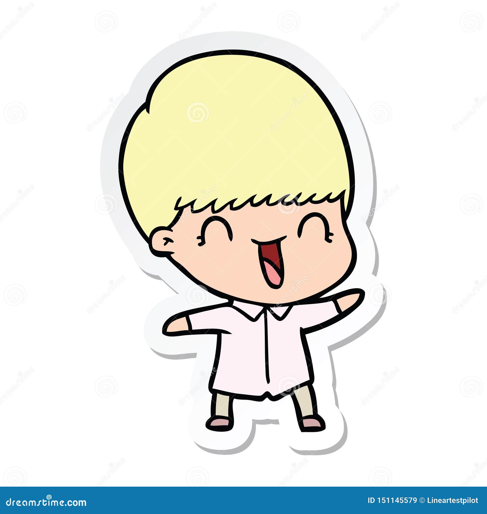 A Creative Sticker of a Happy Cartoon Boy Stock Vector - Illustration ...