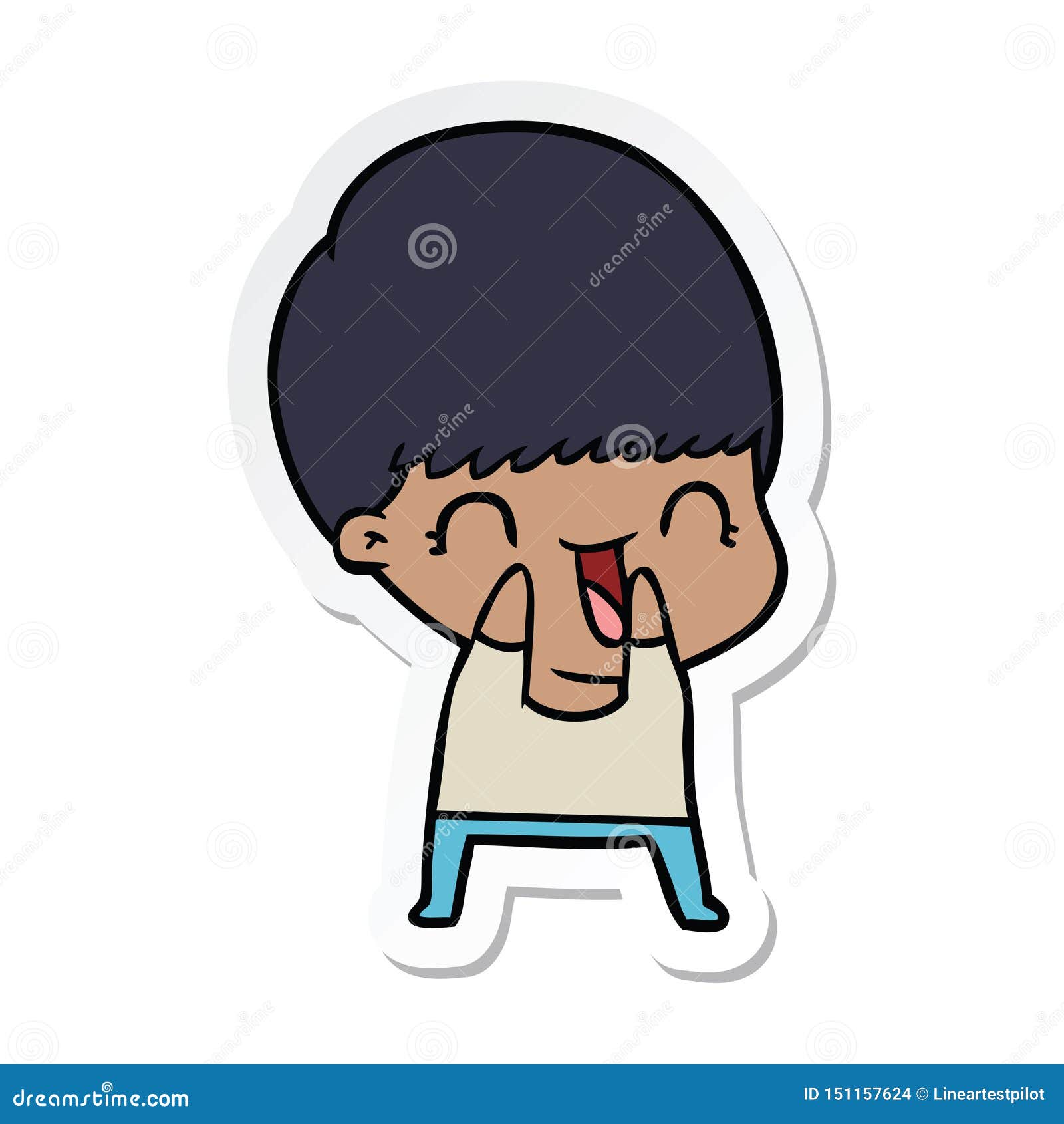 A Creative Sticker of a Happy Cartoon Boy Stock Vector - Illustration ...