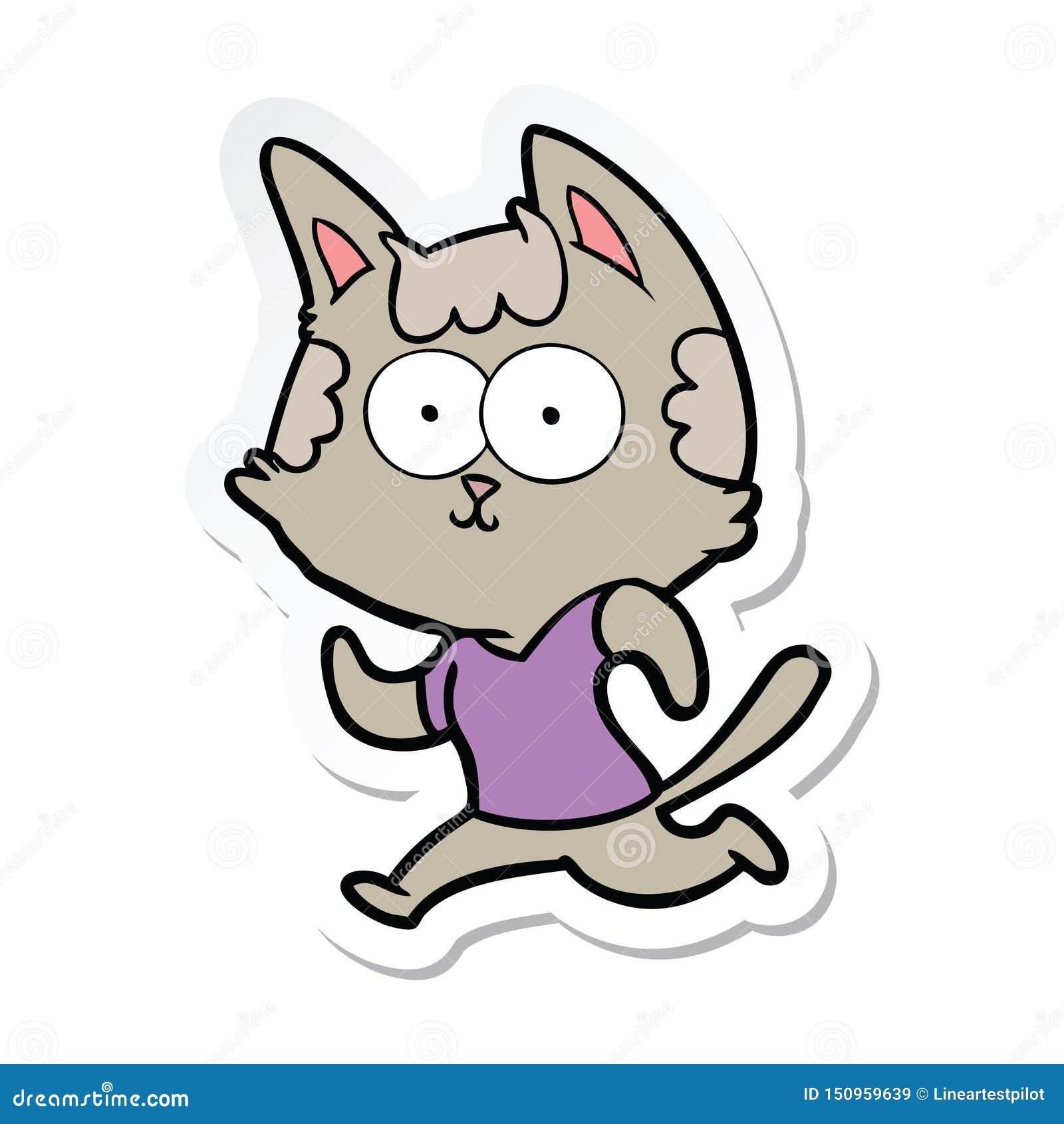 A Creative Sticker of a Happy Cartoon Cat Jogging Stock Vector ...