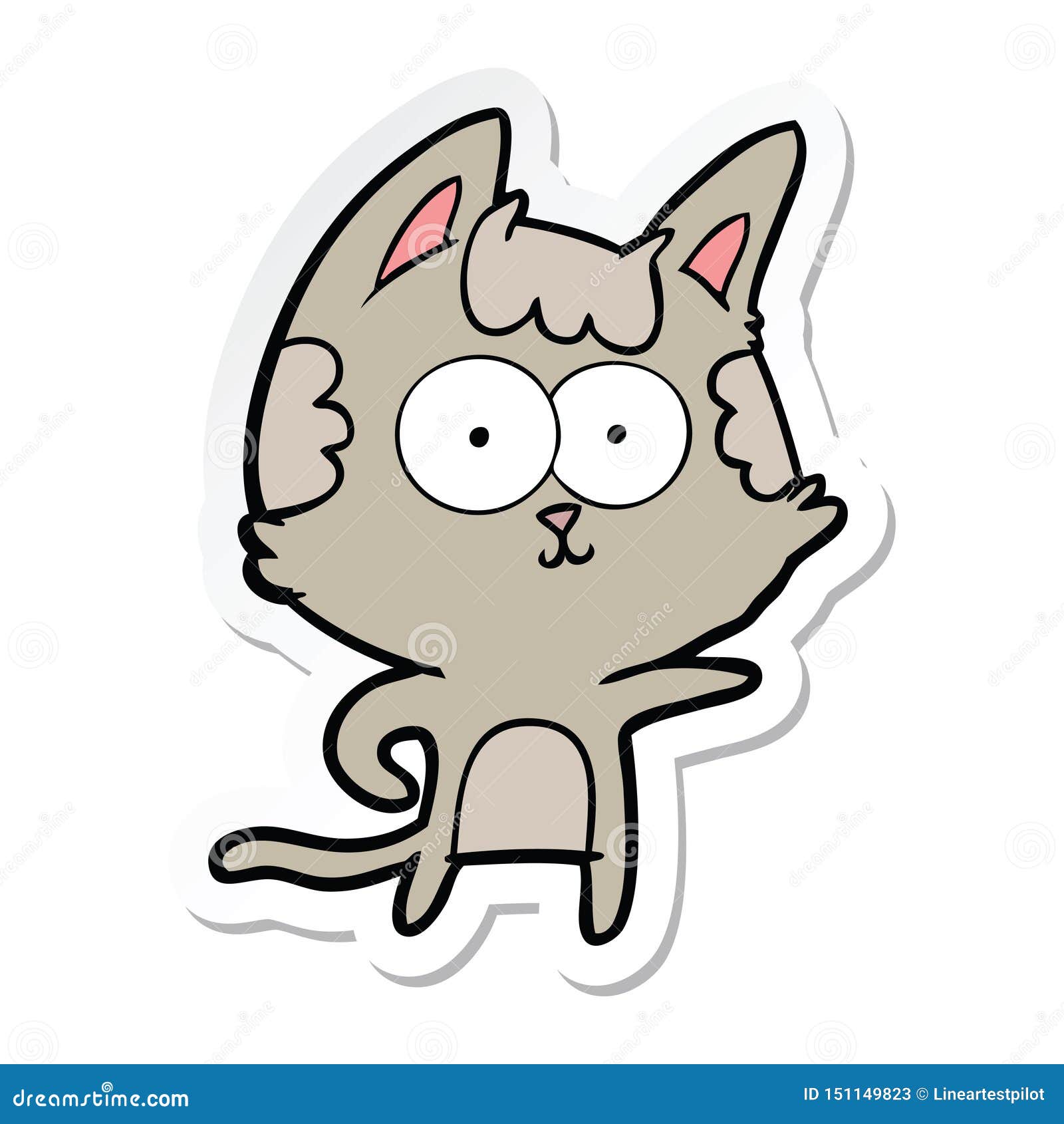 A Creative Sticker of a Happy Cartoon Cat Pointing Stock Vector ...