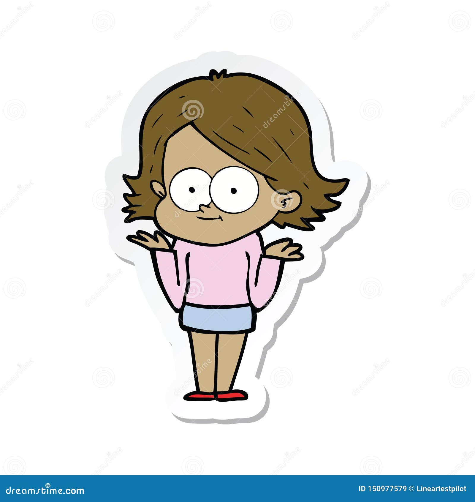 A Creative Sticker of a Happy Cartoon Girl Stock Vector - Illustration ...