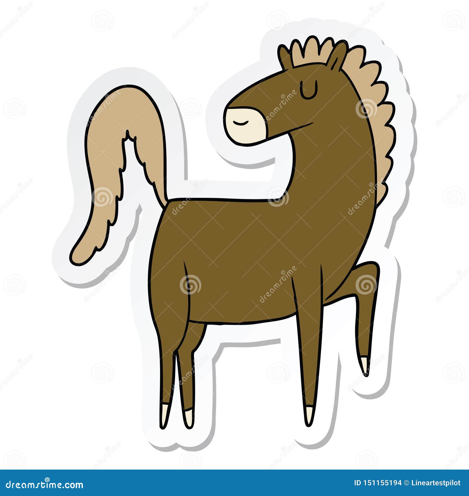A Creative Sticker of a Happy Cartoon Horse Stock Vector - Illustration ...