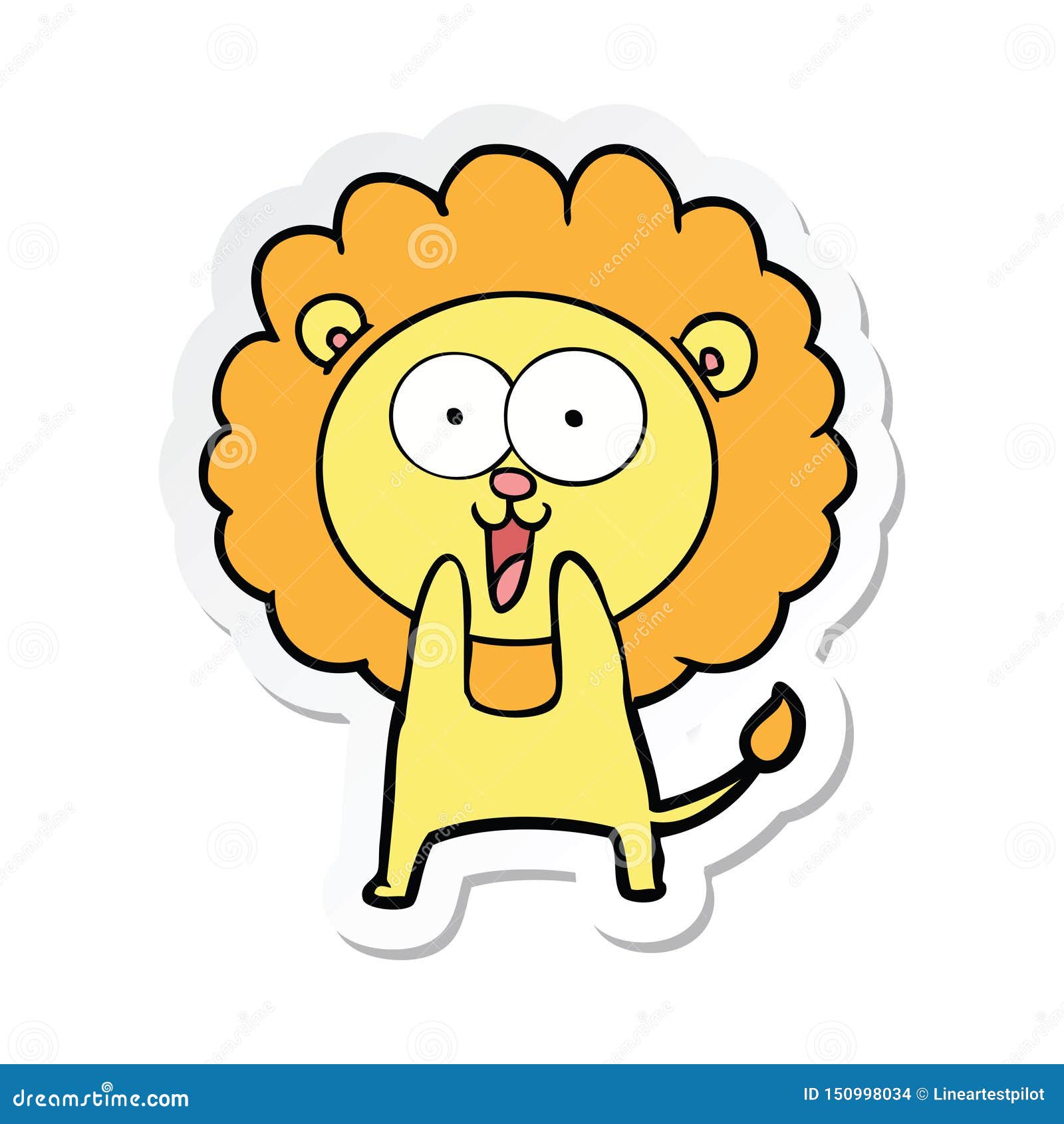 A Creative Sticker of a Happy Cartoon Lion Stock Vector - Illustration ...
