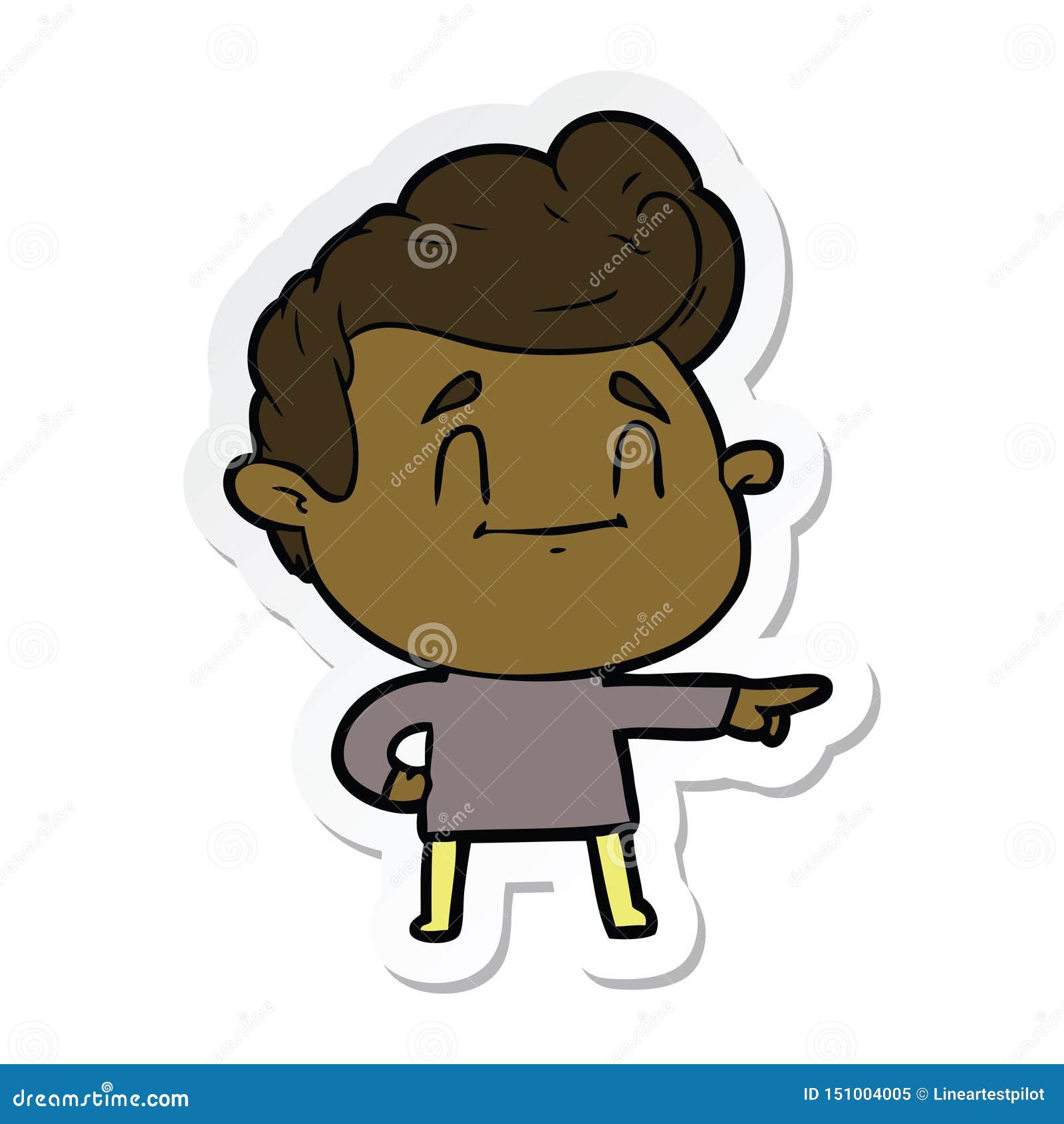 A Creative Sticker of a Happy Cartoon Man Pointing Stock Vector ...