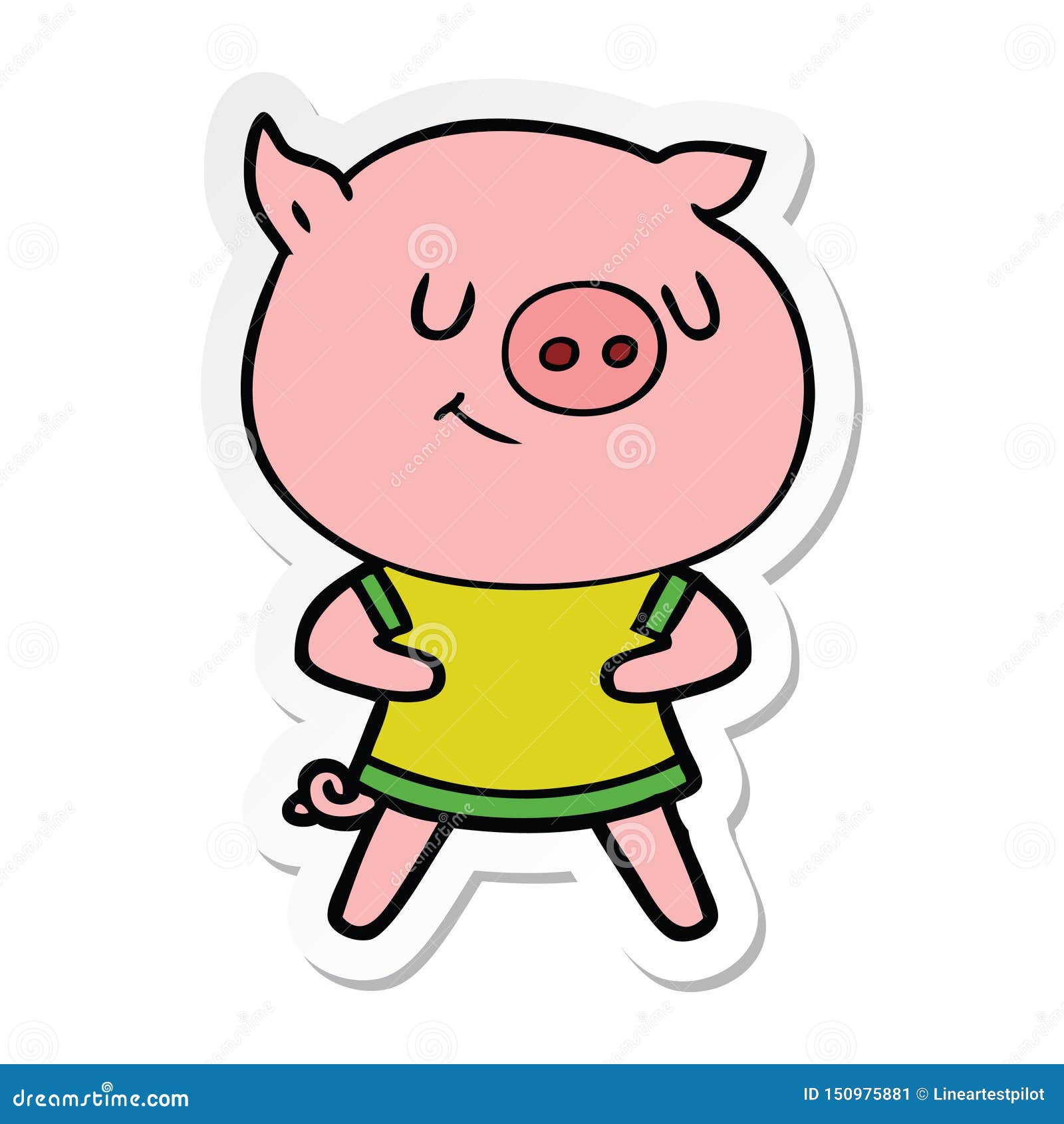 A Creative Sticker of a Happy Cartoon Pig Stock Vector - Illustration ...