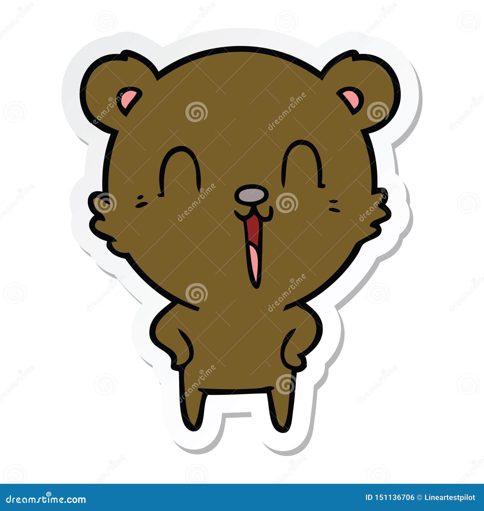 A Creative Sticker of a Happy Laughing Cartoon Bear Stock Vector ...