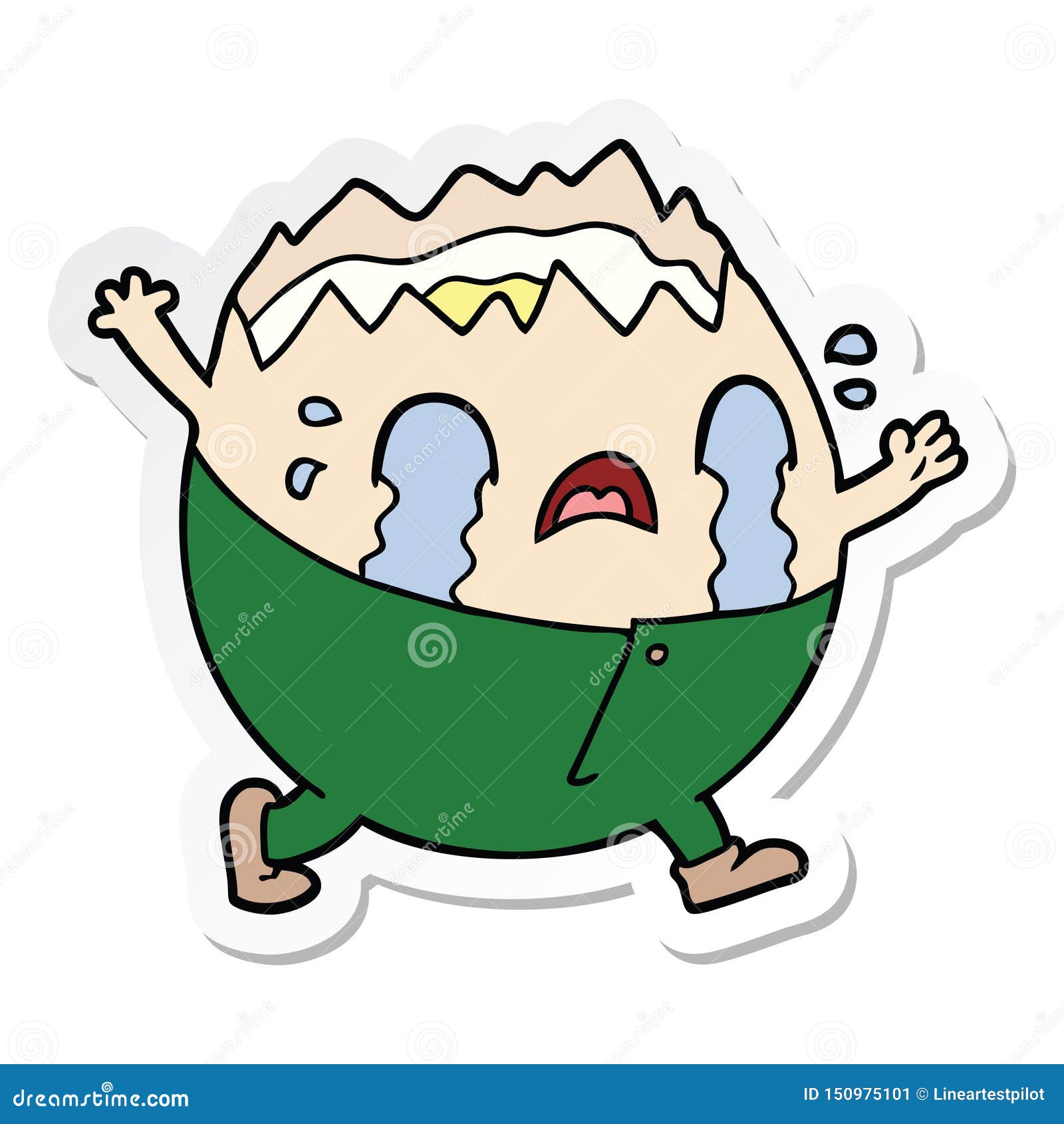 A Creative Sticker of a Humpty Dumpty Cartoon Egg Man Crying Stock ...