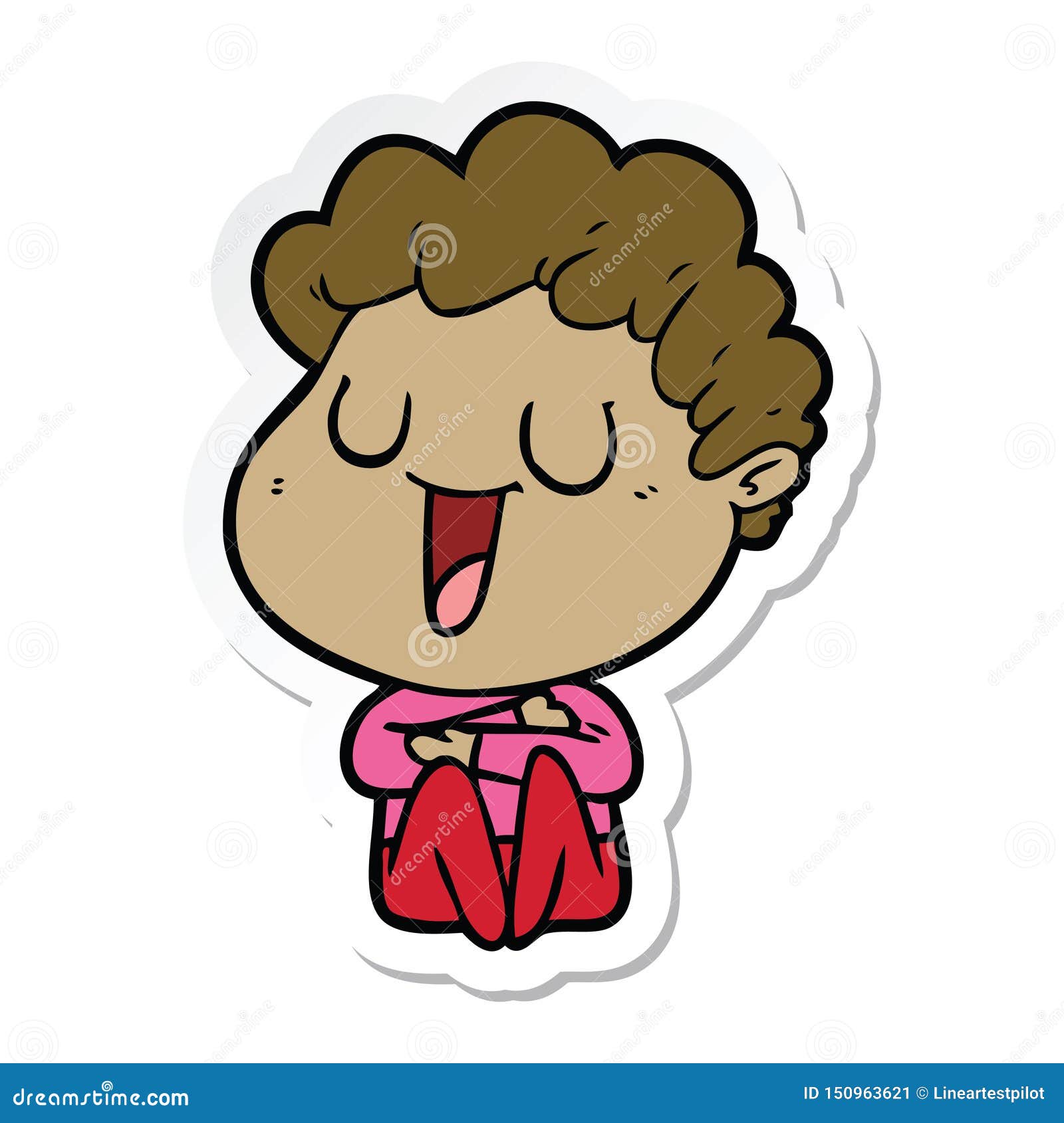 A Creative Sticker of a Laughing Cartoon Man Stock Vector ...
