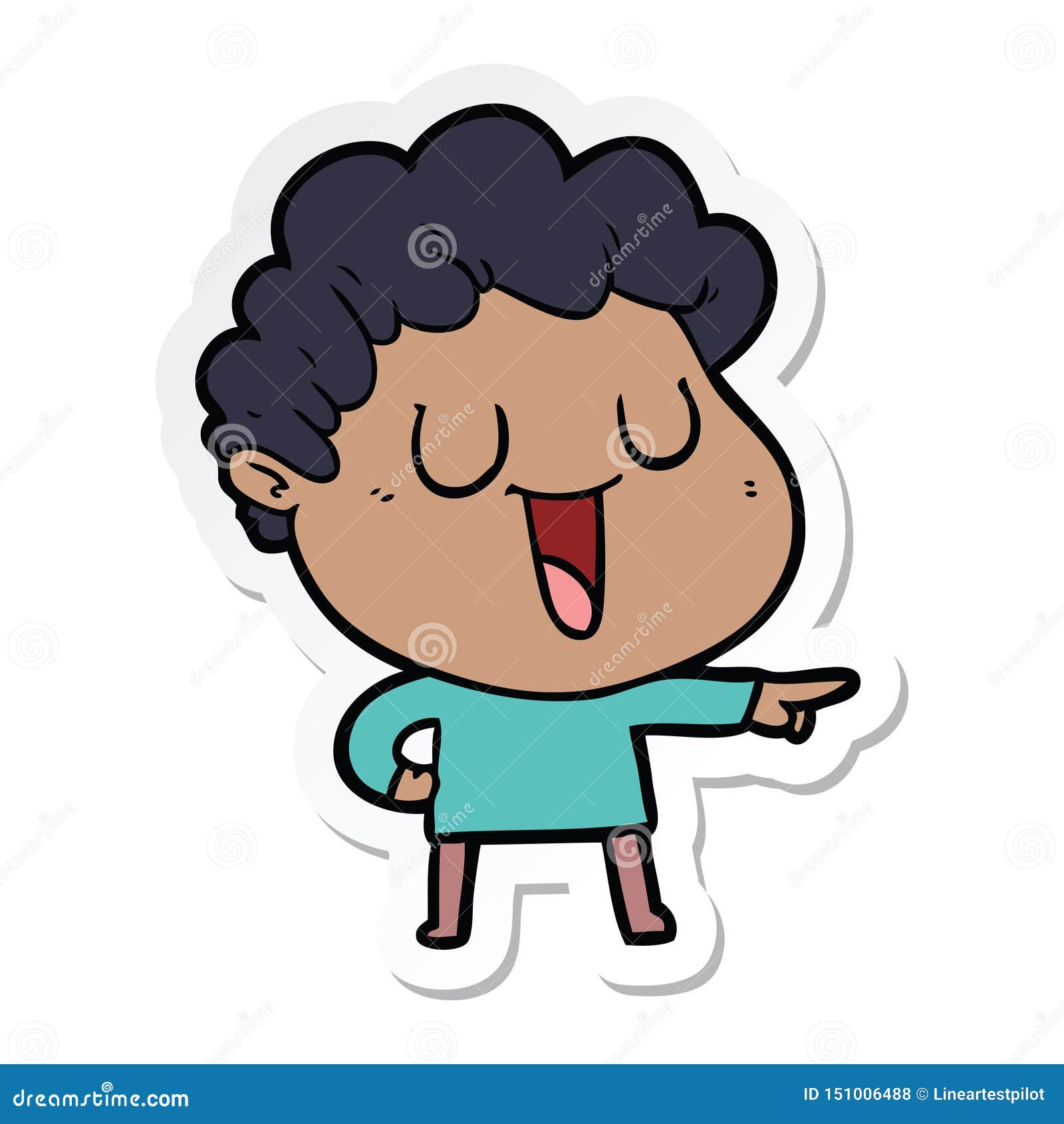 A Creative Sticker of a Laughing Cartoon Man Pointing Stock Vector ...