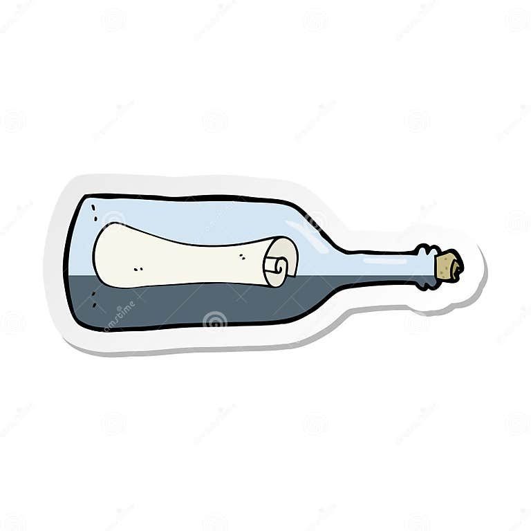 A Creative Sticker of a Message in a Bottle Cartoon Stock Vector ...