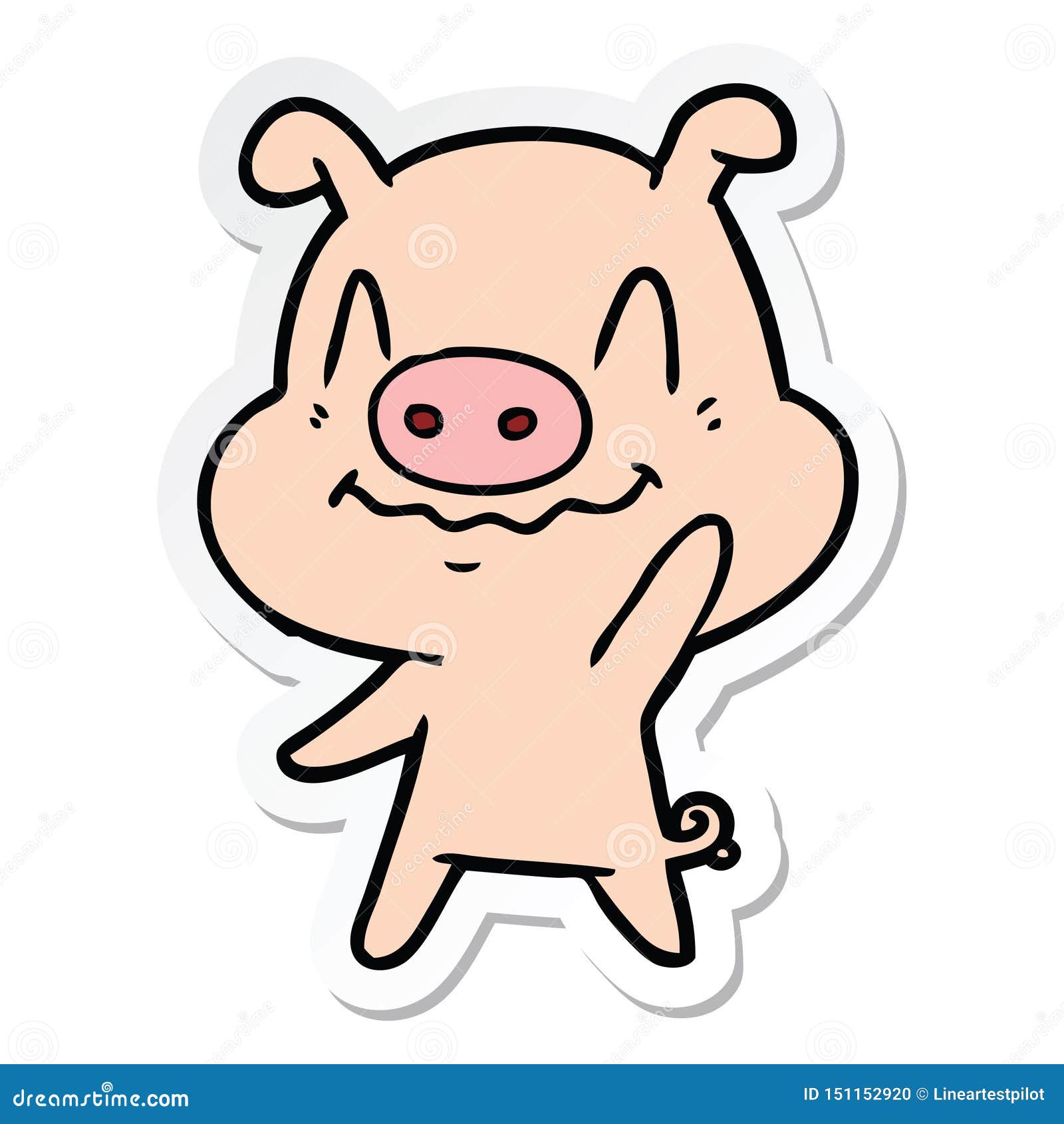 A Creative Sticker of a Nervous Cartoon Pig Waving Stock Vector ...
