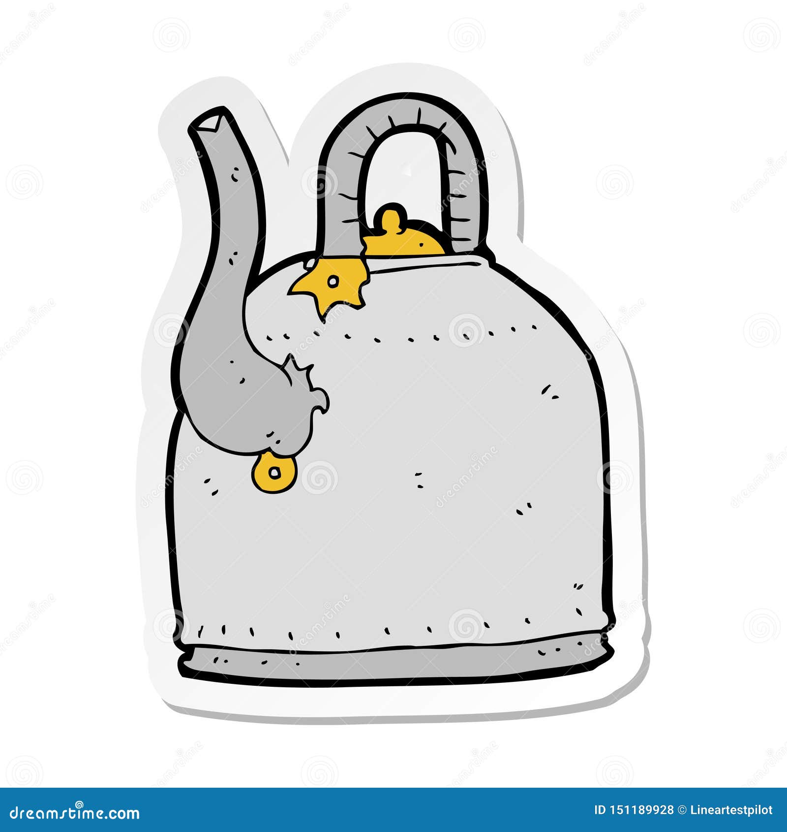 A Creative Sticker of a Old Iron Kettle Cartoon Stock Vector ...