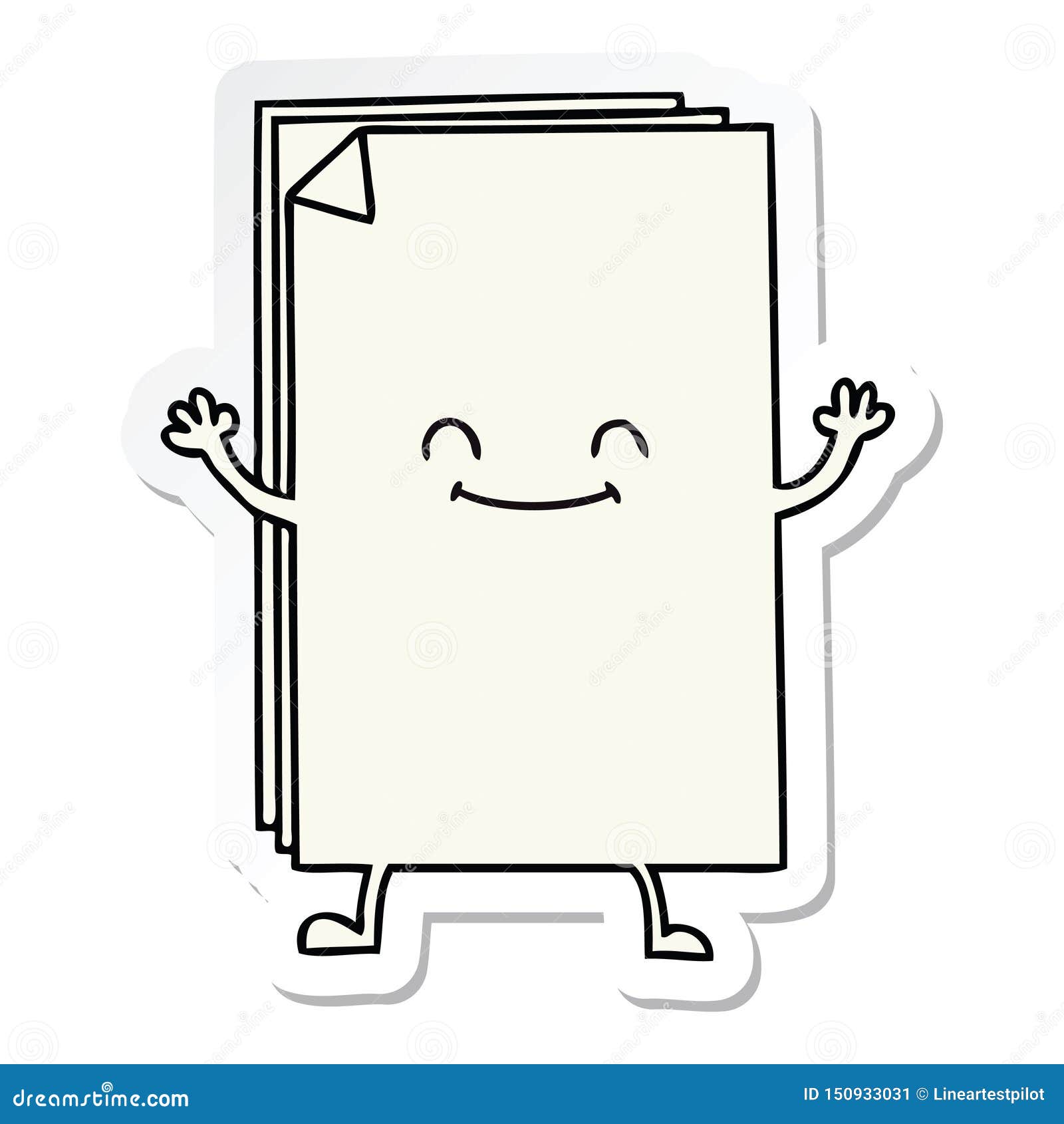 A Creative Sticker of a Quirky Hand Drawn Cartoon Happy Stack of Papers ...