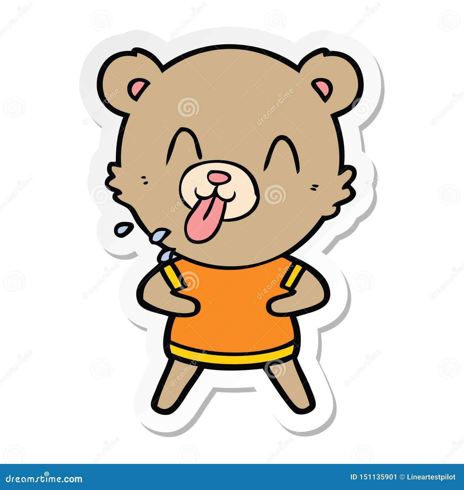 A Creative Sticker of a Rude Cartoon Bear Stock Vector - Illustration ...
