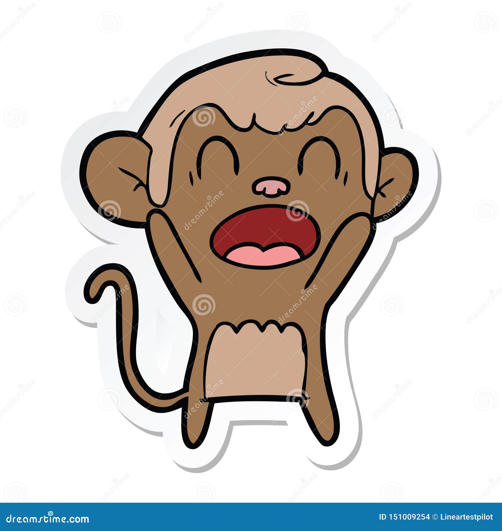 A Creative Sticker of a Shouting Cartoon Monkey Stock Vector ...