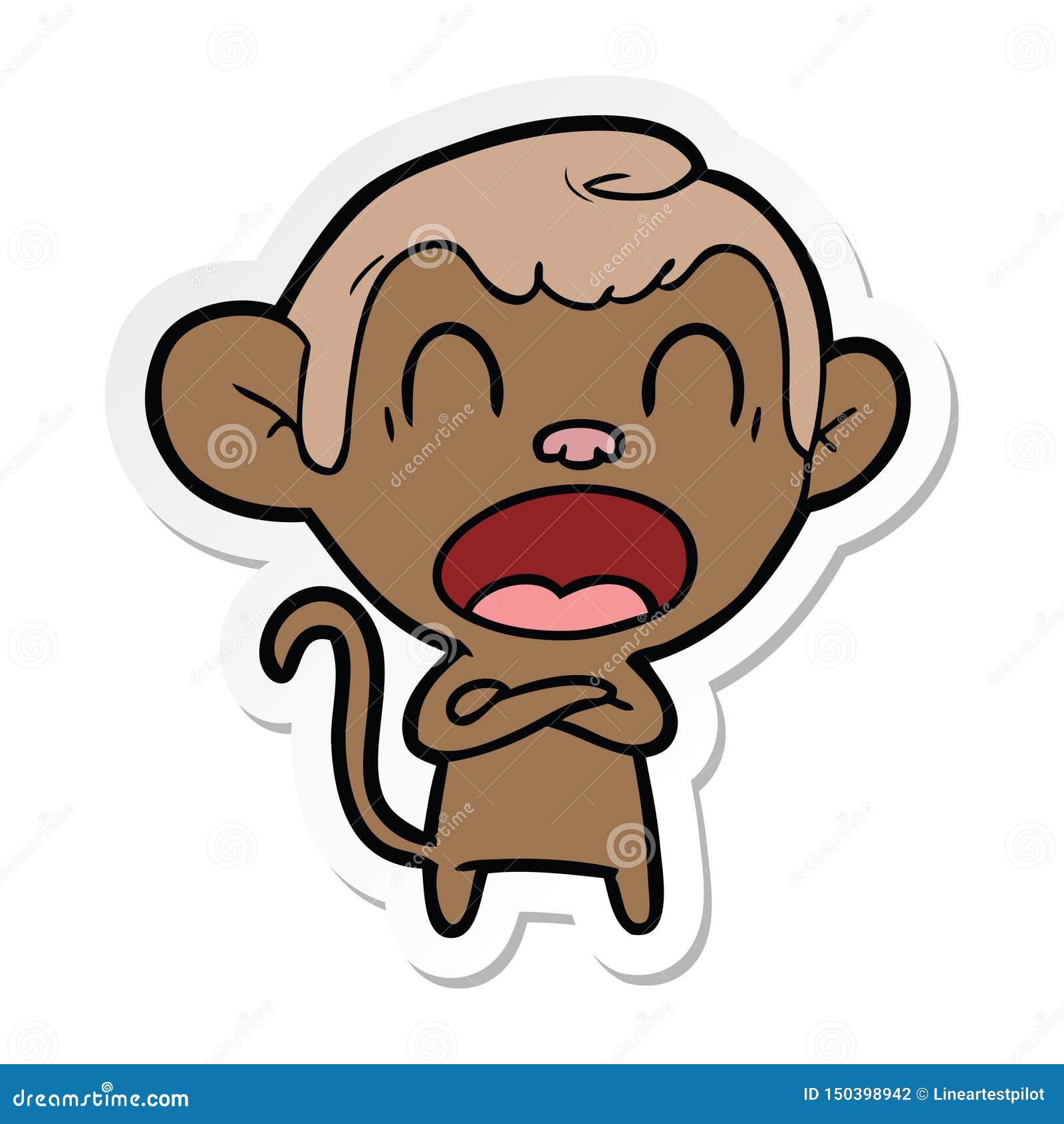 Sticker of a Shouting Cartoon Monkey Stock Vector - Illustration of ...