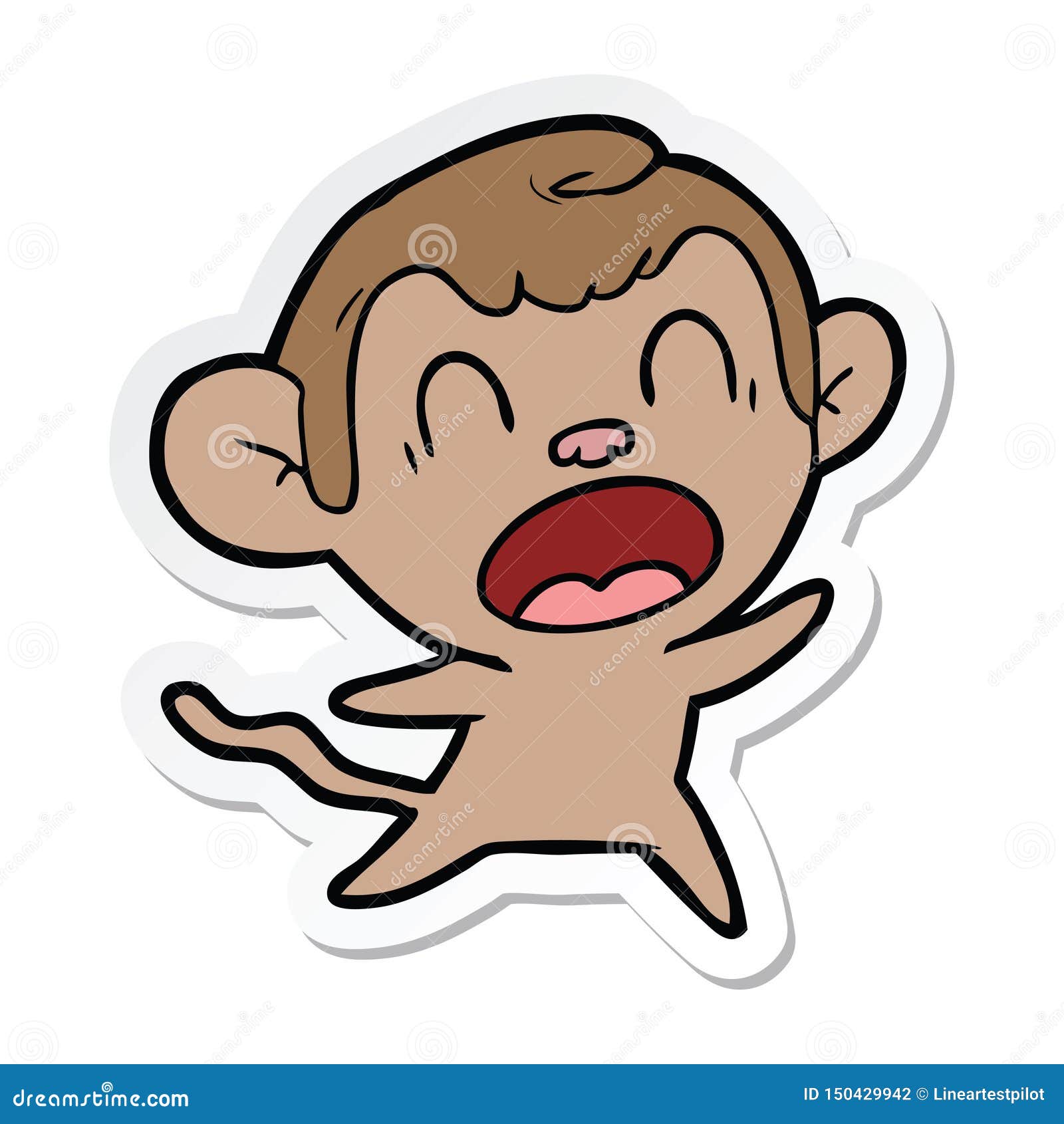Sticker of a Shouting Cartoon Monkey Stock Vector - Illustration of ...