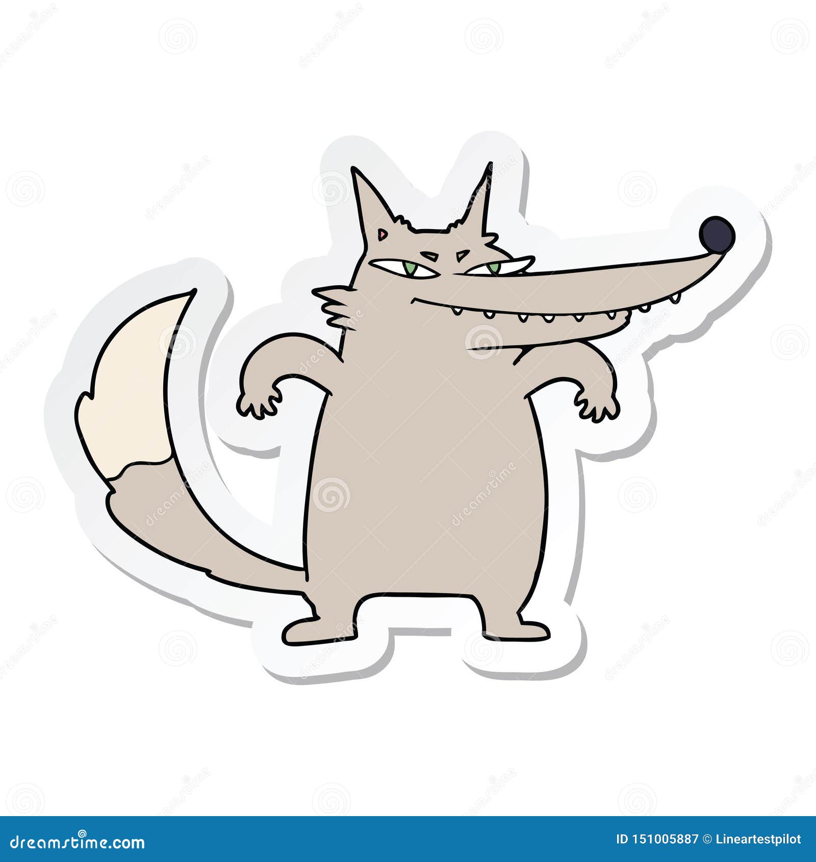 A Creative Sticker of a Sly Cartoon Wolf Stock Vector - Illustration of ...