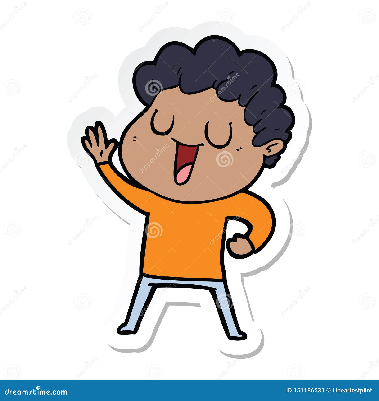 A Creative Sticker of a Waving Cartoon Man Stock Vector - Illustration ...
